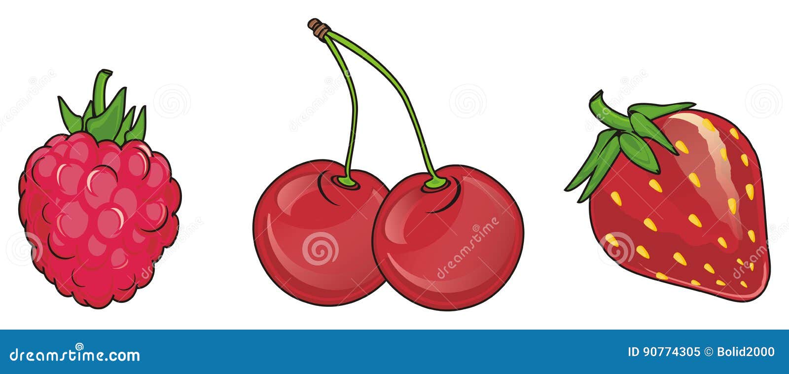 Three red fruits stock illustration. Illustration of fruit - 90774305
