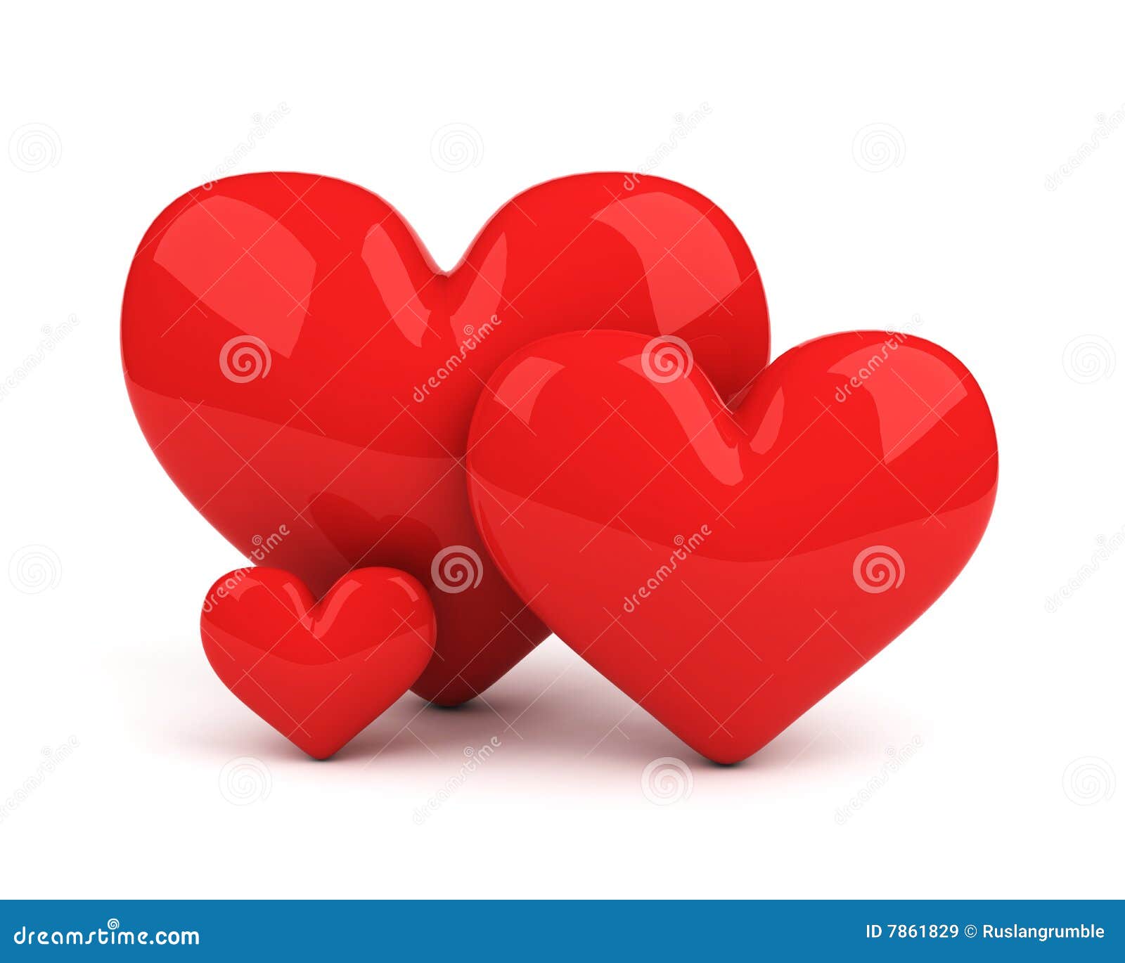 Three red hearts stock illustration. Illustration of heart - 7861829