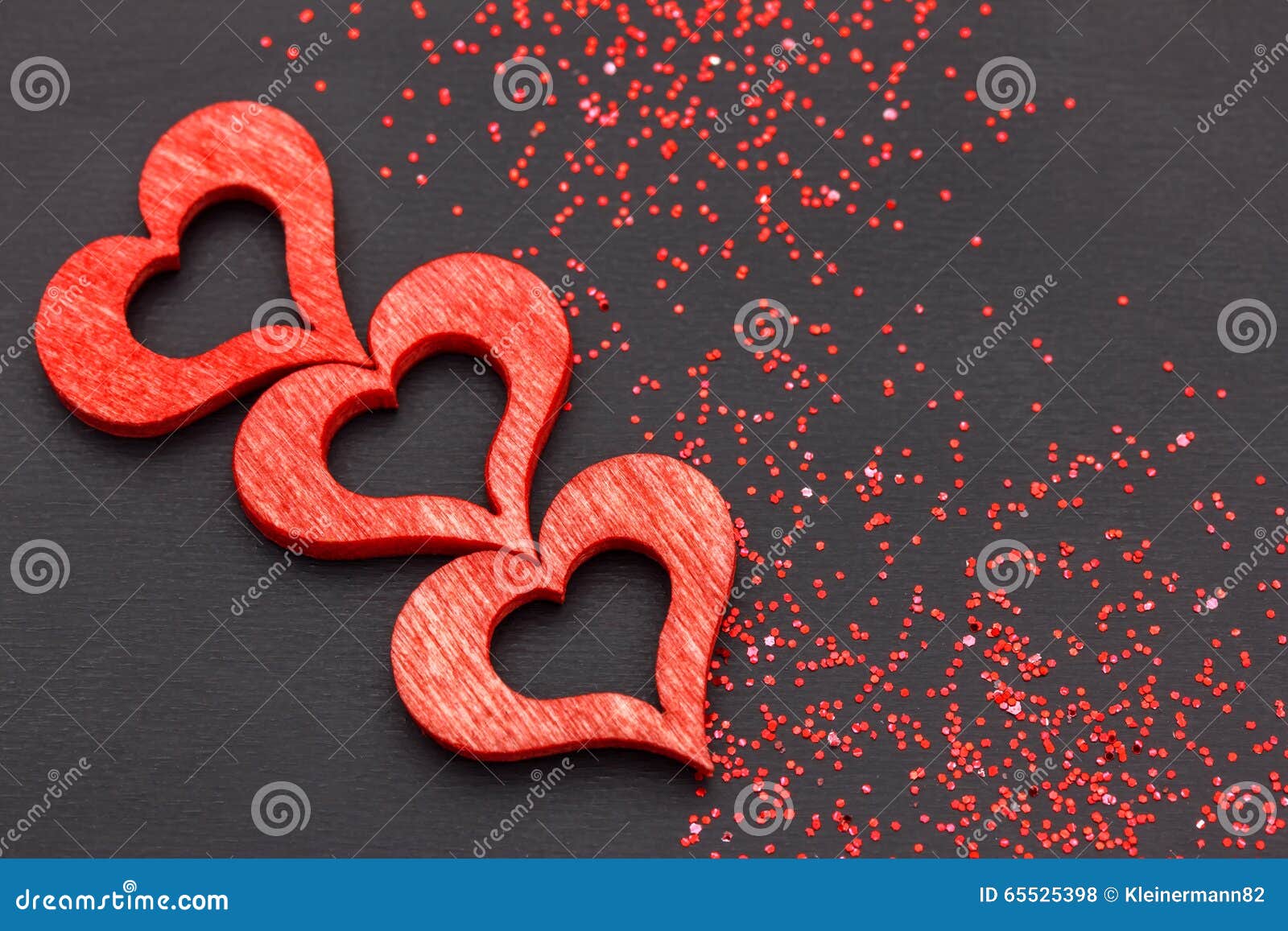 Three red hearts stock photo. Image of creative, february - 65525398