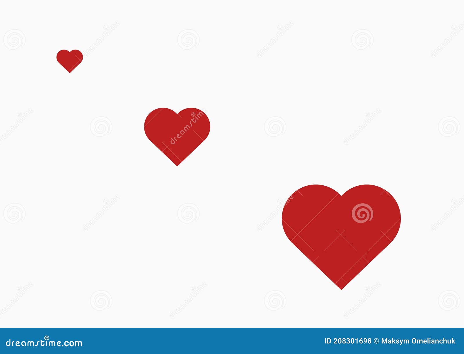Three Red Hearts of Different Sizes on a White Background Stock ...