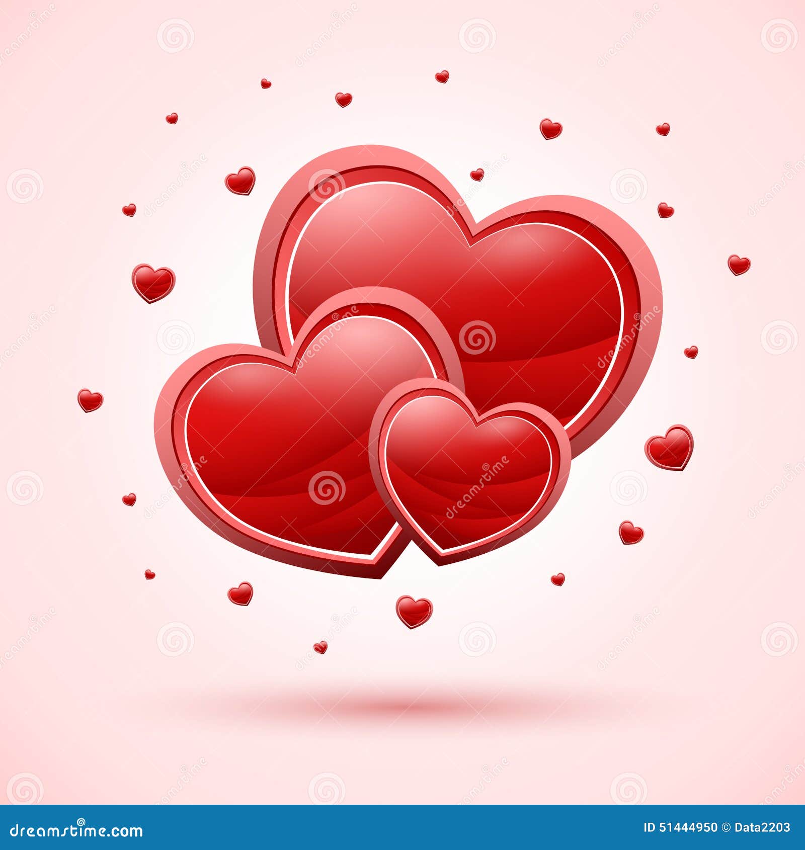 Three red hearts stock illustration. Illustration of pink - 51444950