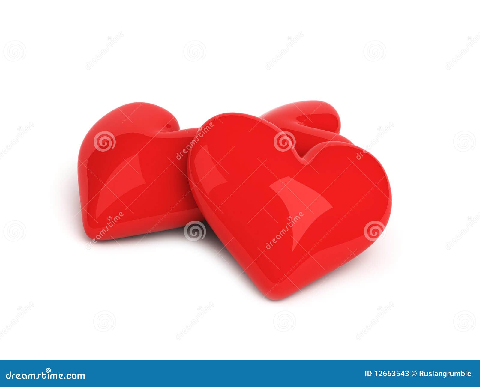 Three Red Hearts Over White Stock Illustration - Illustration of ...