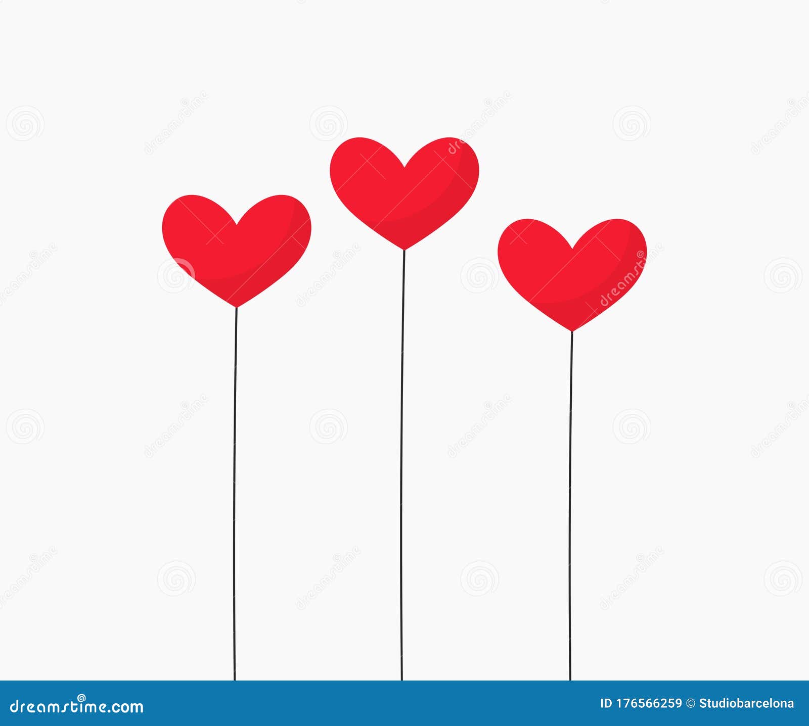 Three red hearts stock vector. Illustration of card - 176566259