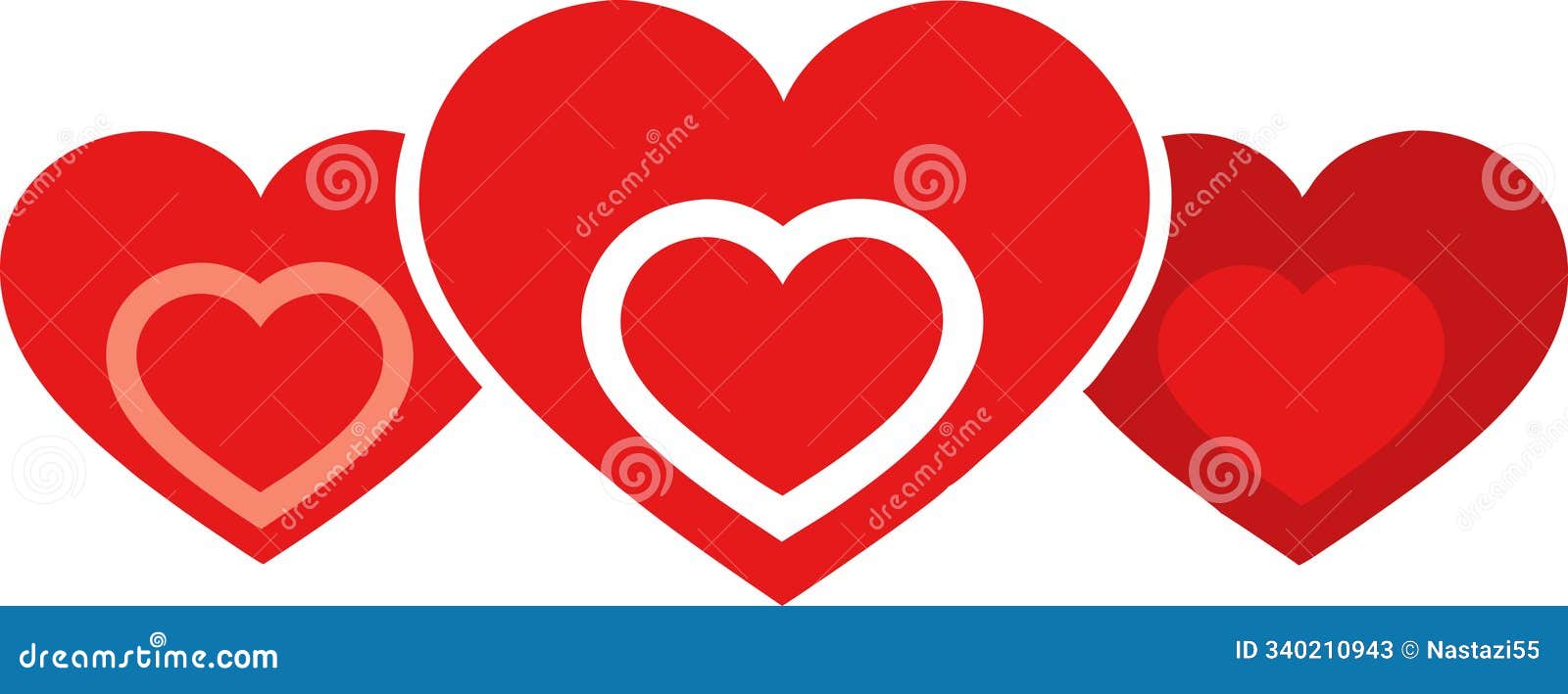 Three Red Hearts stock illustration. Illustration of isolated - 340210943
