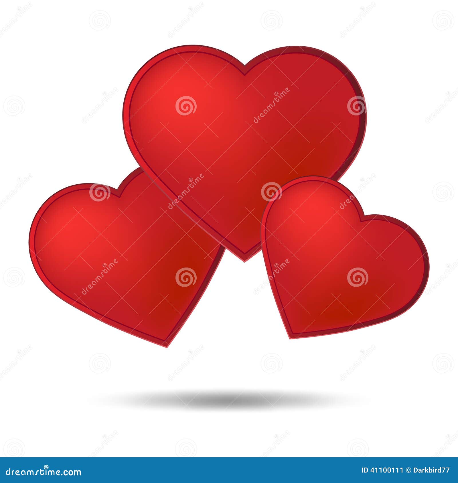 Three red hearts stock illustration. Illustration of marriage - 41100111