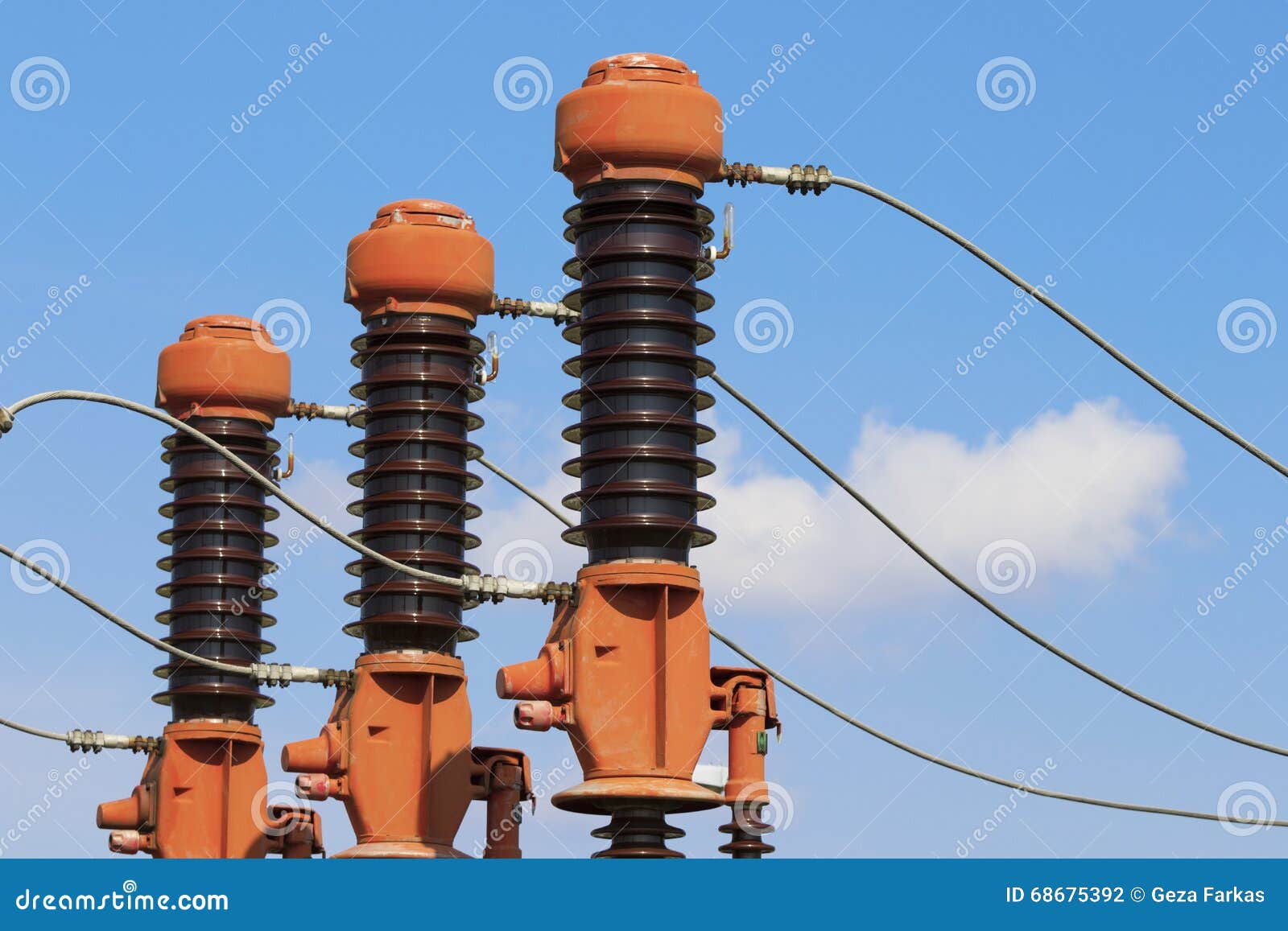 Three Red High Voltage Isolation Stock Photo - Image of grid, amps ...