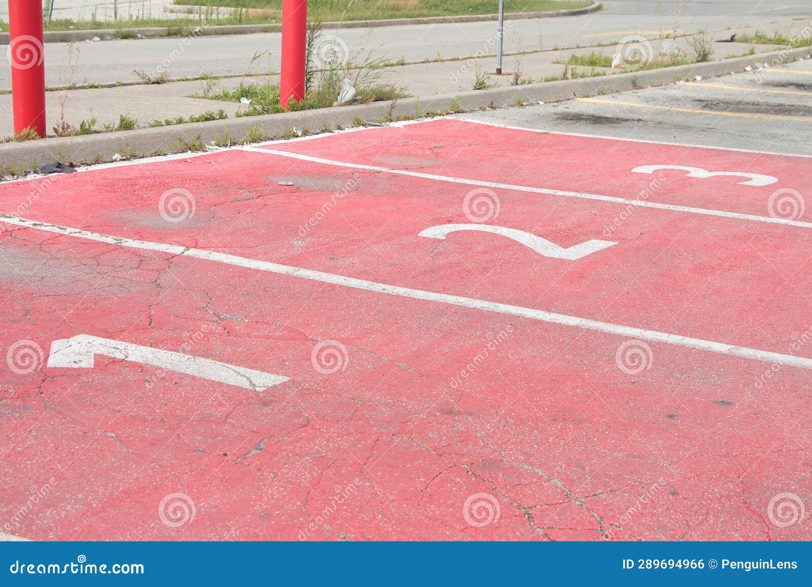 Three Red Parking Spots Spaces with Numbers 1 2 3 in Each of Them Side ...