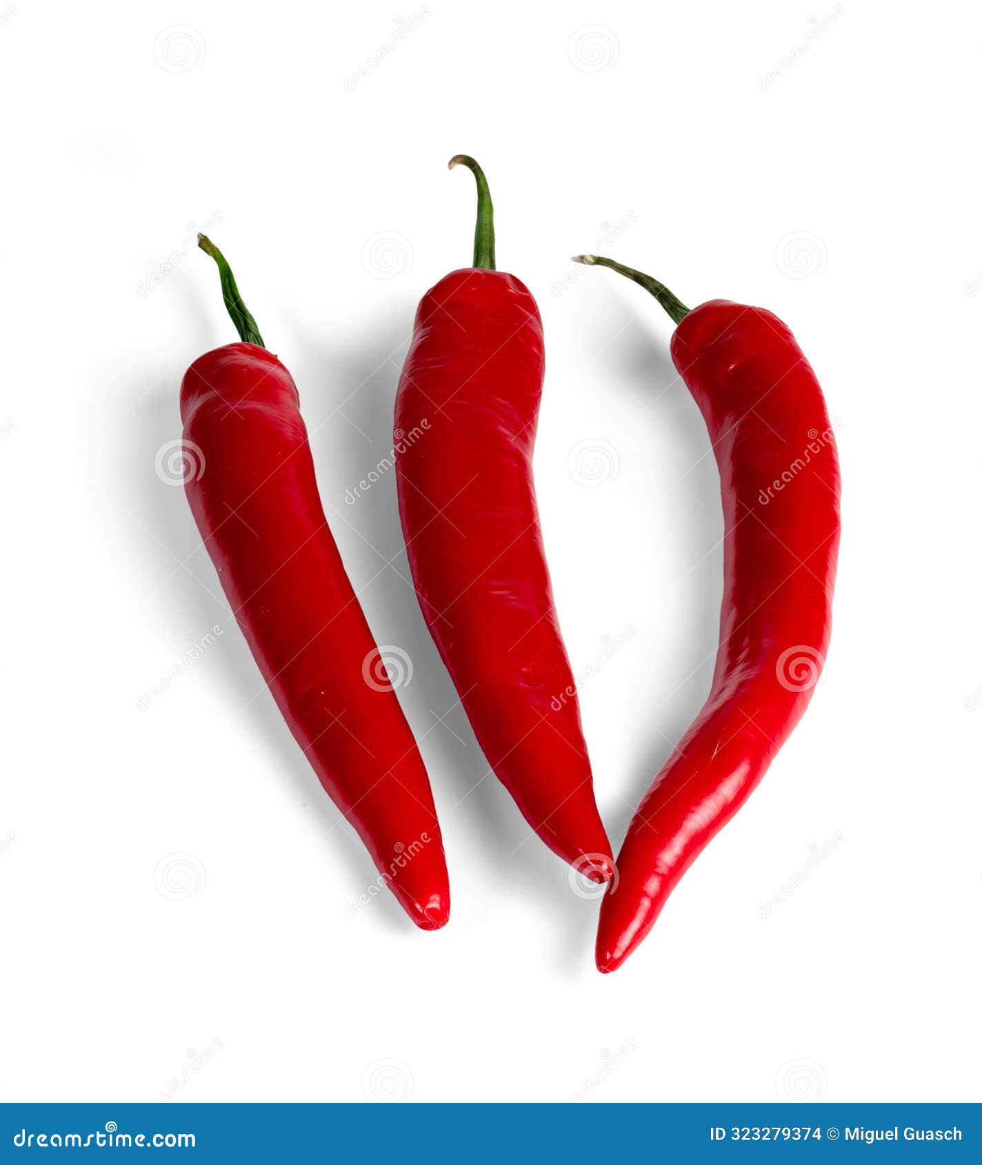 Three Red Peppers are Shown on a White Background Stock Photo - Image ...
