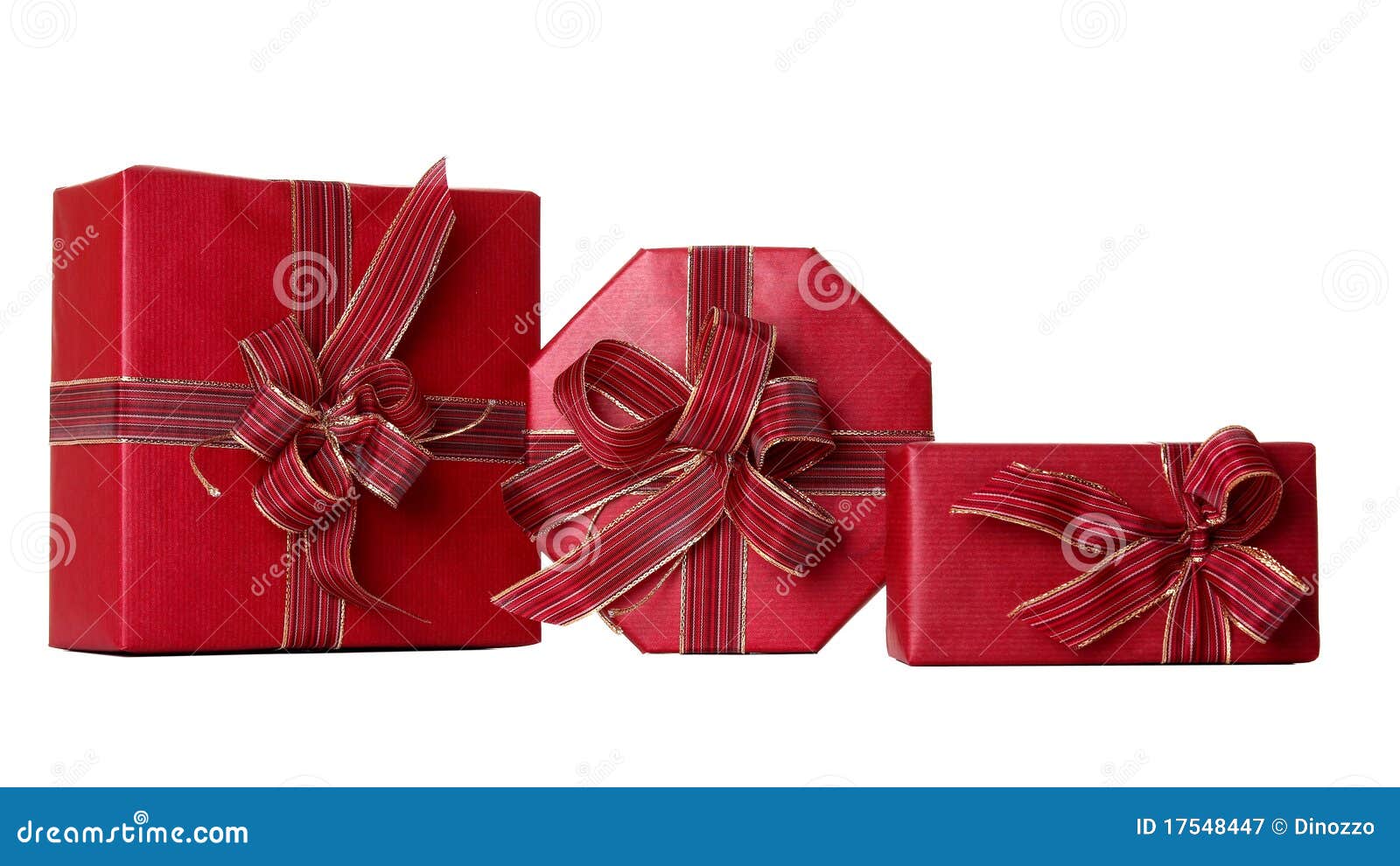 Three red presents stock image. Image of horizontal, birthday - 17548447