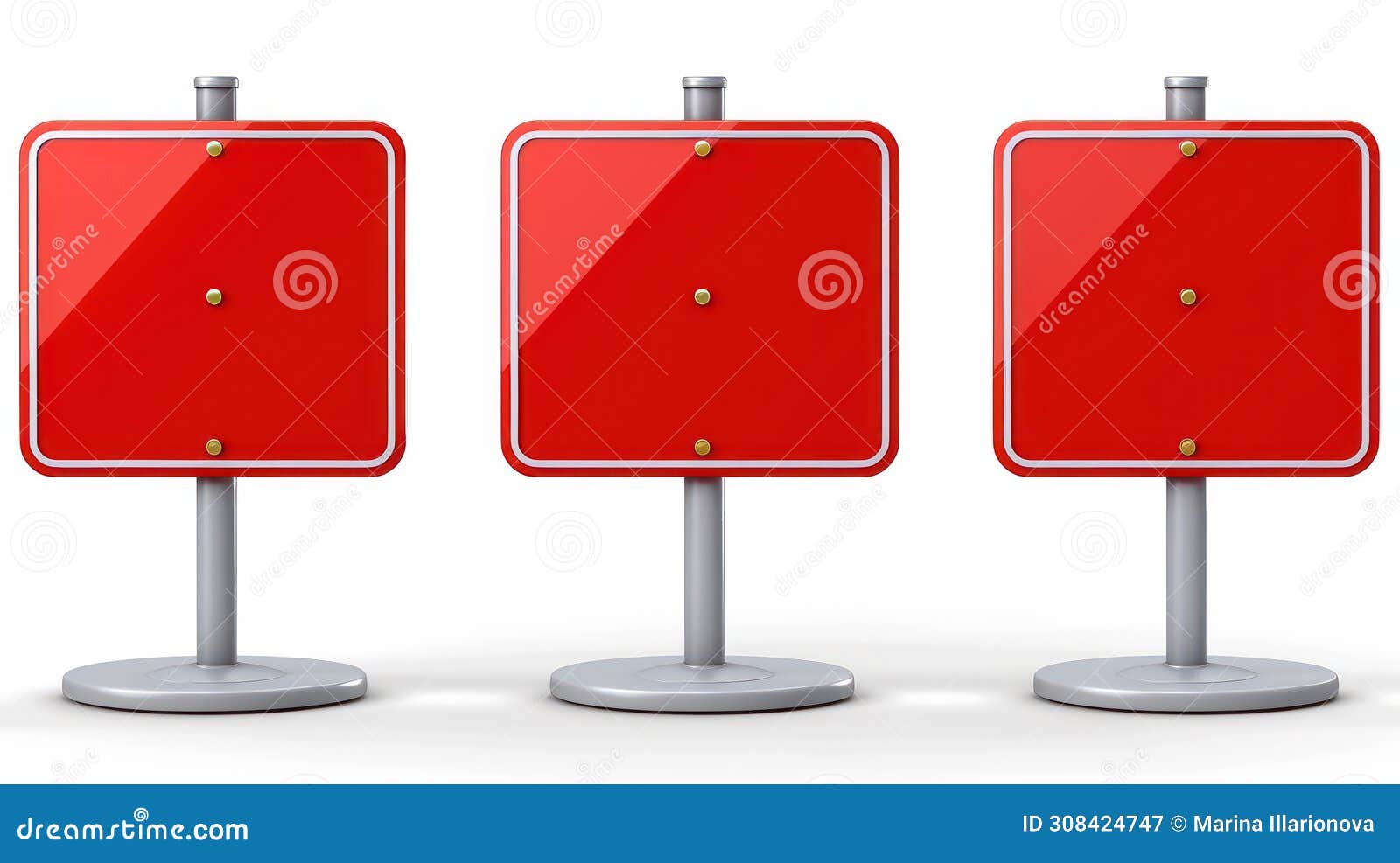 Three Red Prohibitory Road Signs. Attention Danger or Ban. Generative ...