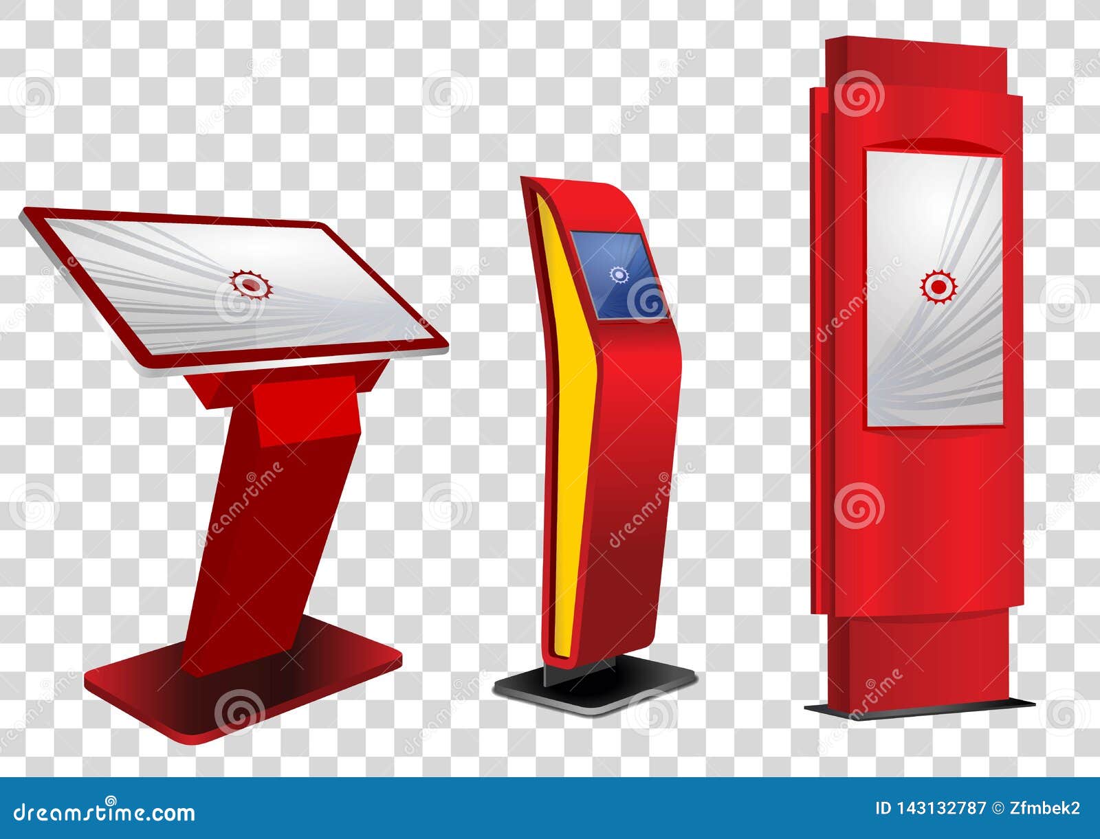 Three Red Promotional Interactive Information Kiosk, Advertising ...