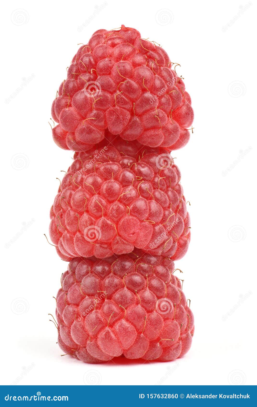 Three Red Raspberry Berries Stock Photo - Image of fruit, leaf: 157632860