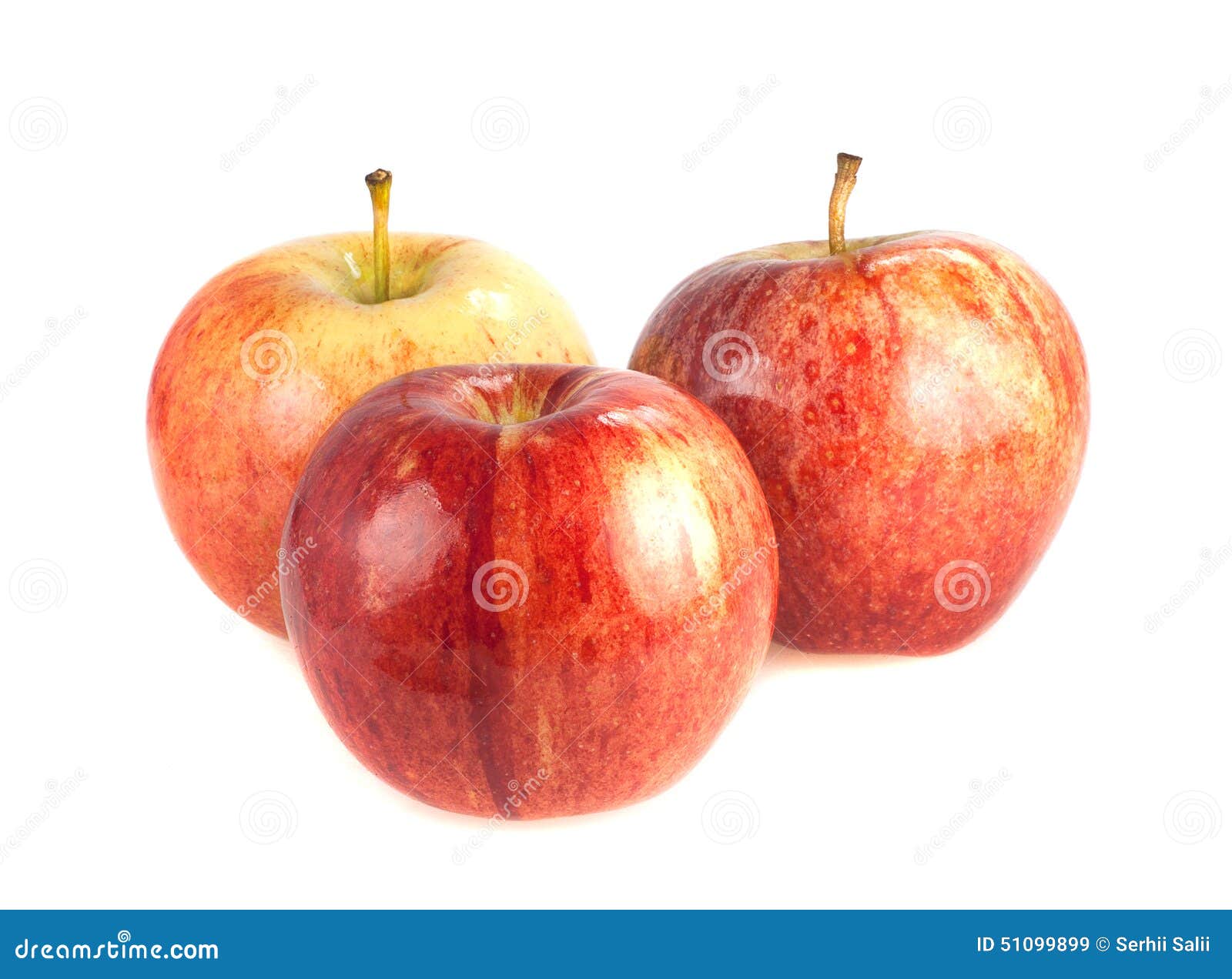 Three Red Ripe Apples on a White Background Stock Image - Image of ...