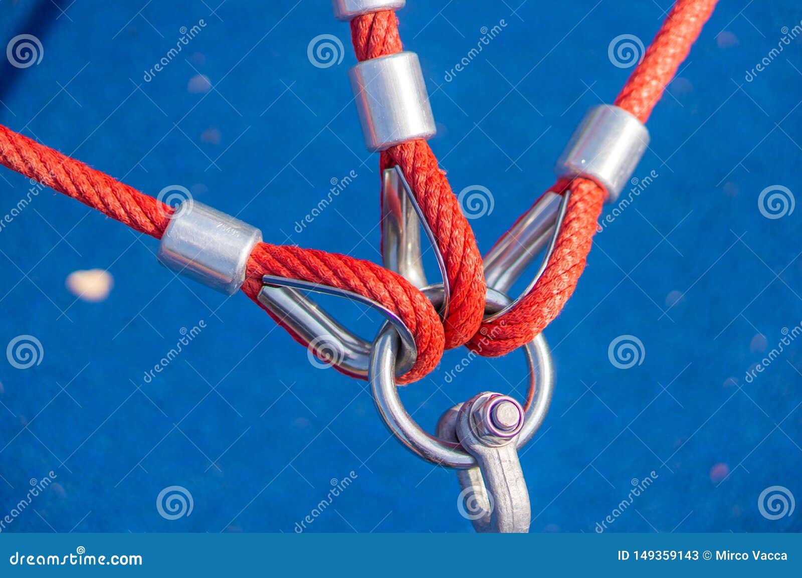 Three red ropes on ring stock image. Image of rope, ring - 149359143