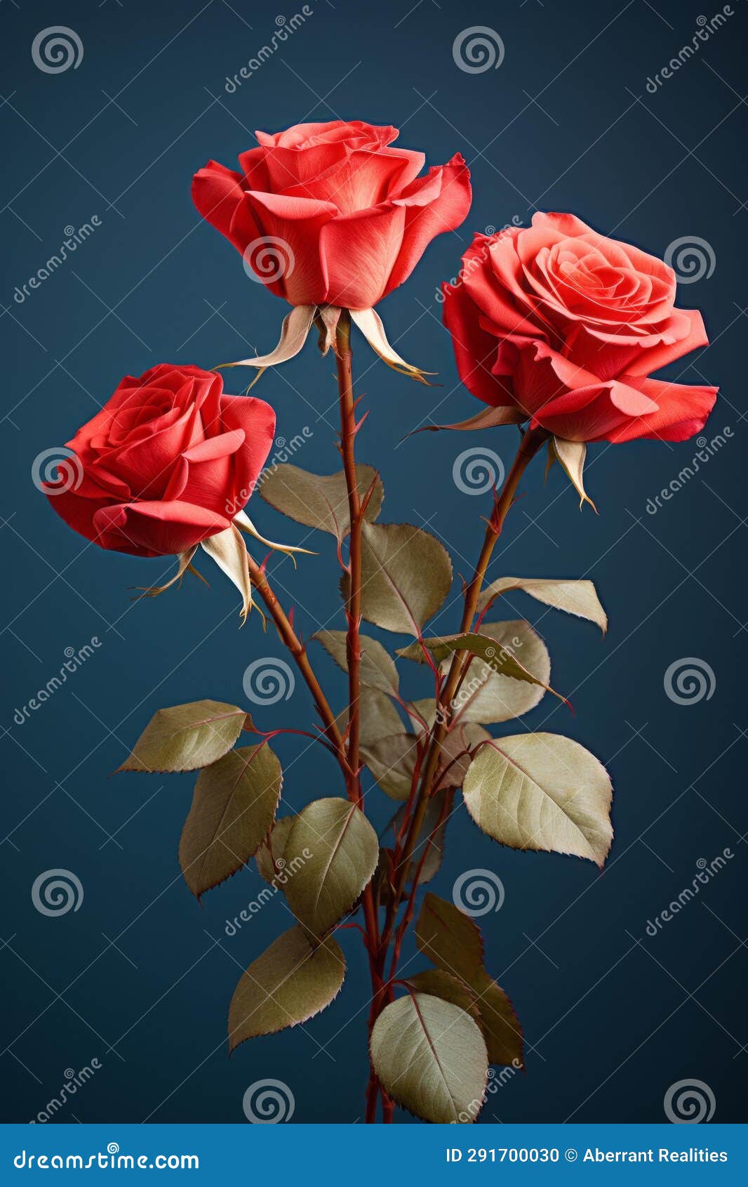 Three Red Roses Against a Dark Background Stock Illustration ...