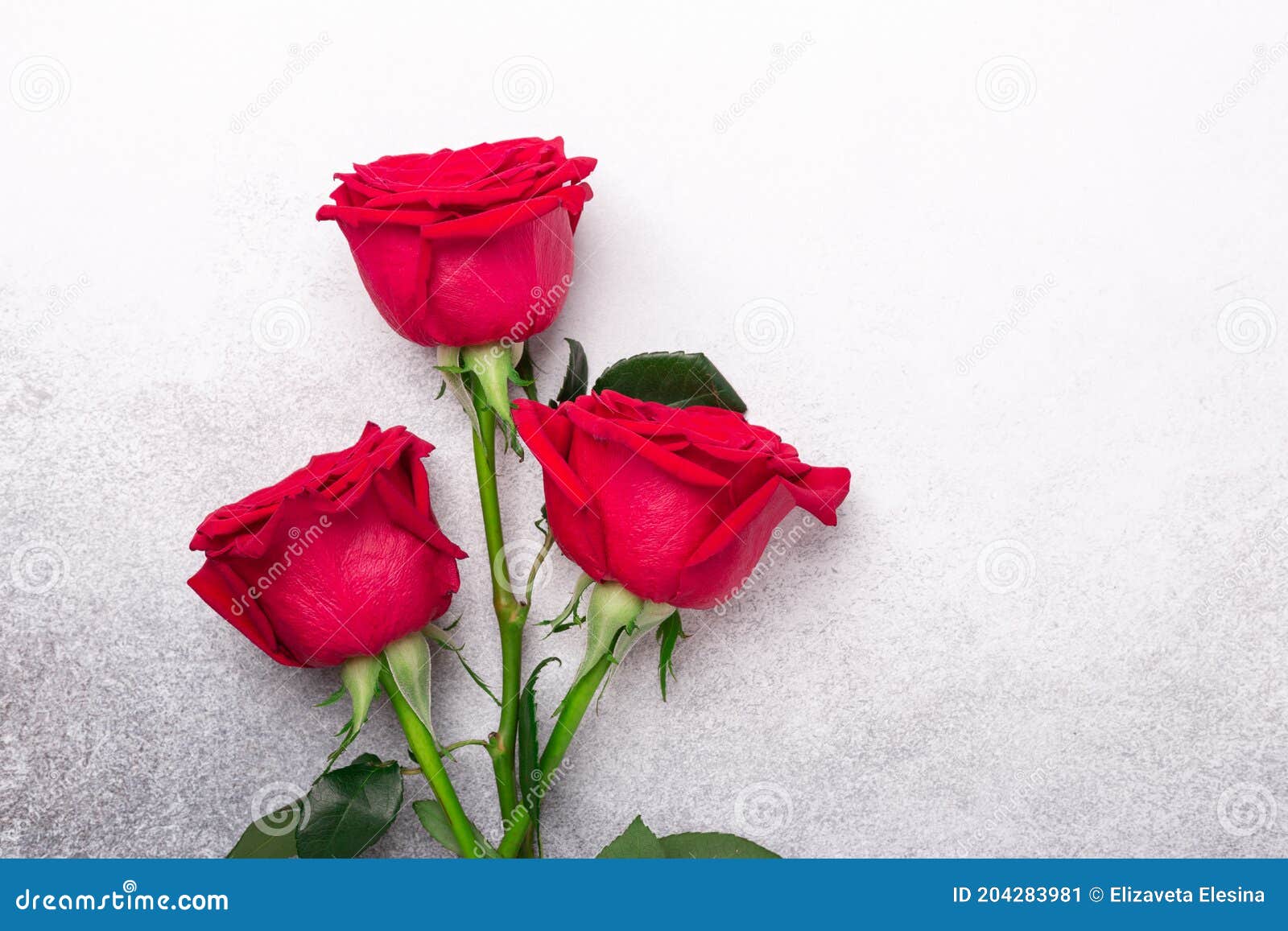 Three Red Roses on Stone Background. Top View Stock Image - Image of ...