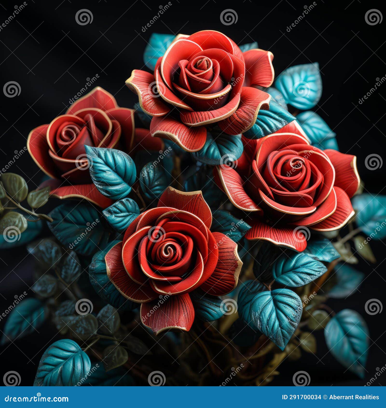 Three Red Roses in a Vase on a Black Background Stock Illustration ...