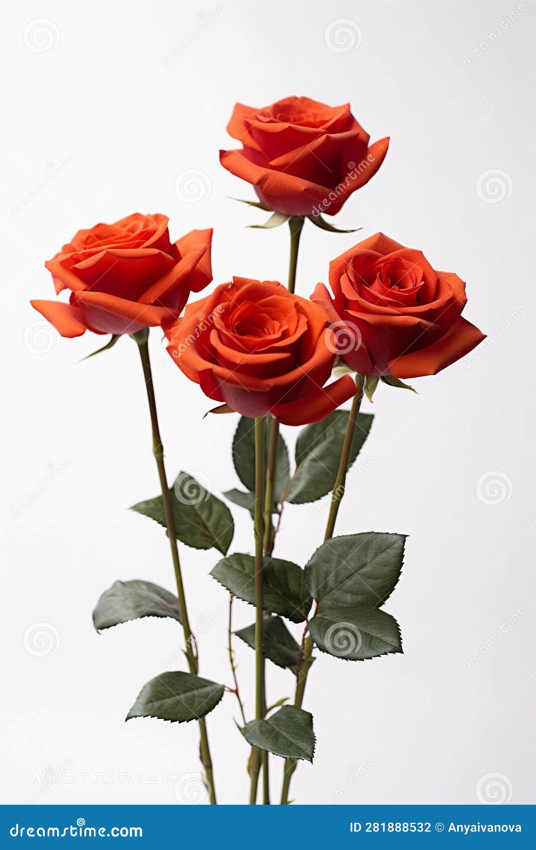 Three Red Roses in a Vase on a Table. Generative AI Image. Stock ...
