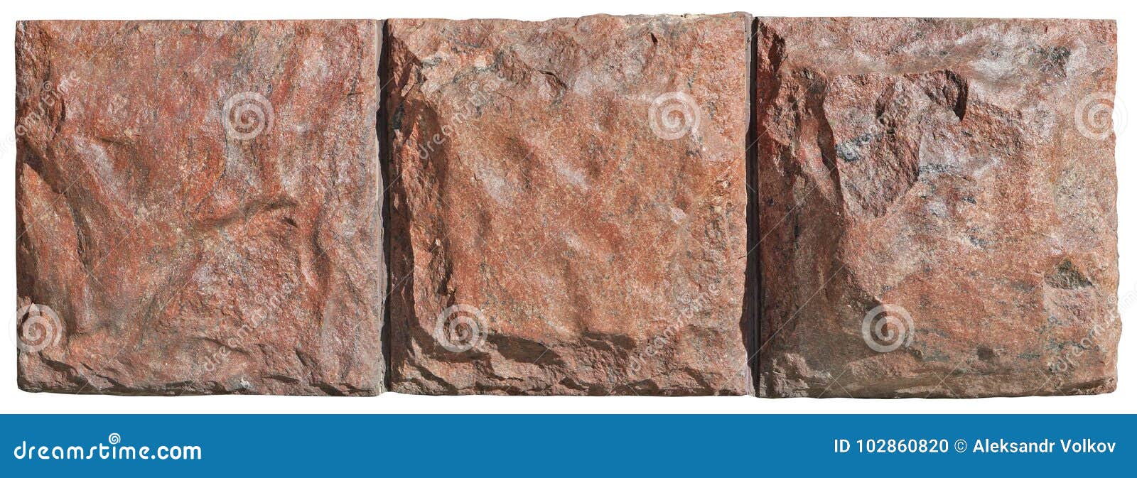 Three Red Square Granite Blocks in the Wall of an Old Building Stock ...
