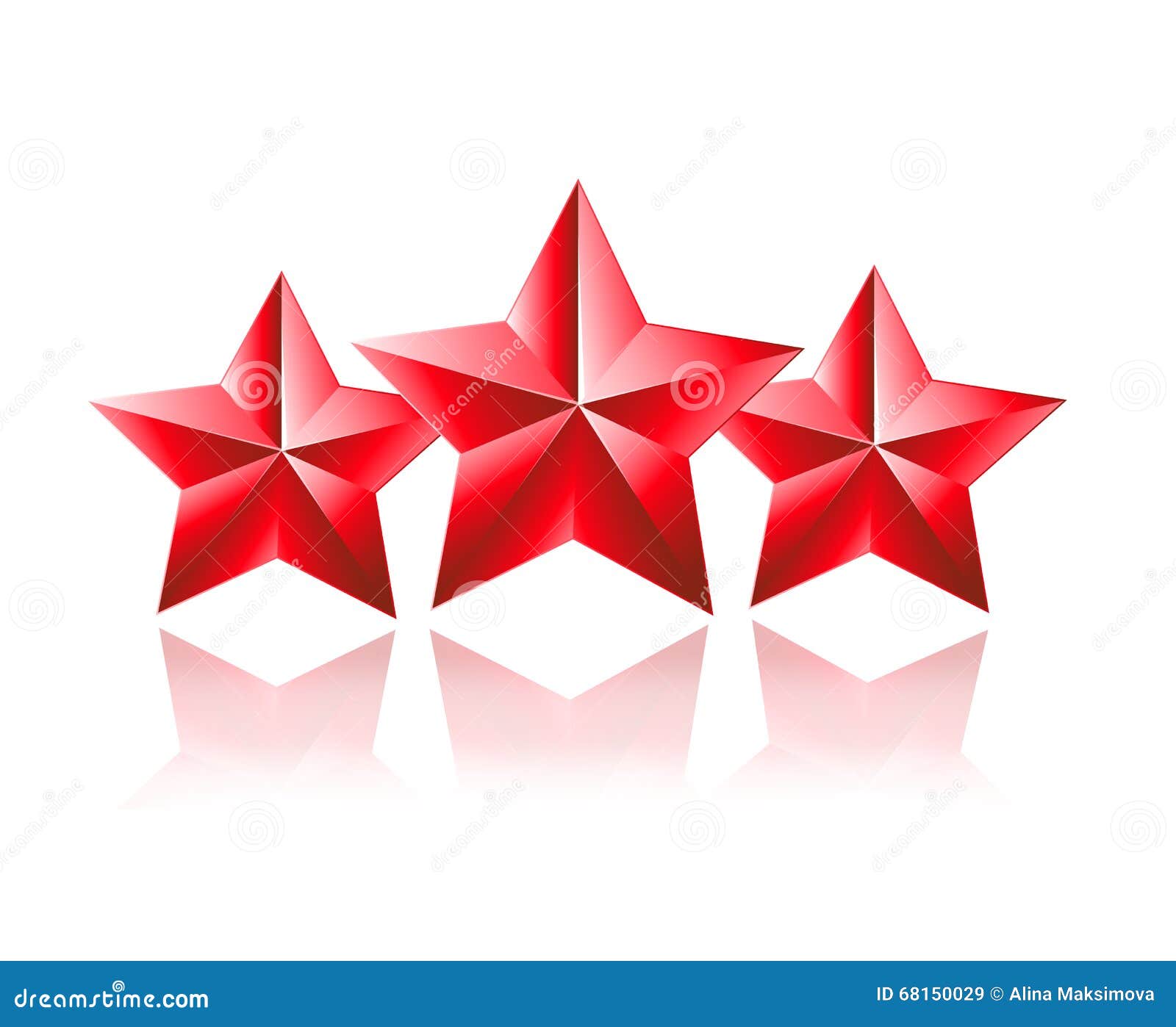 Three red star 3D stock vector. Illustration of star - 68150029