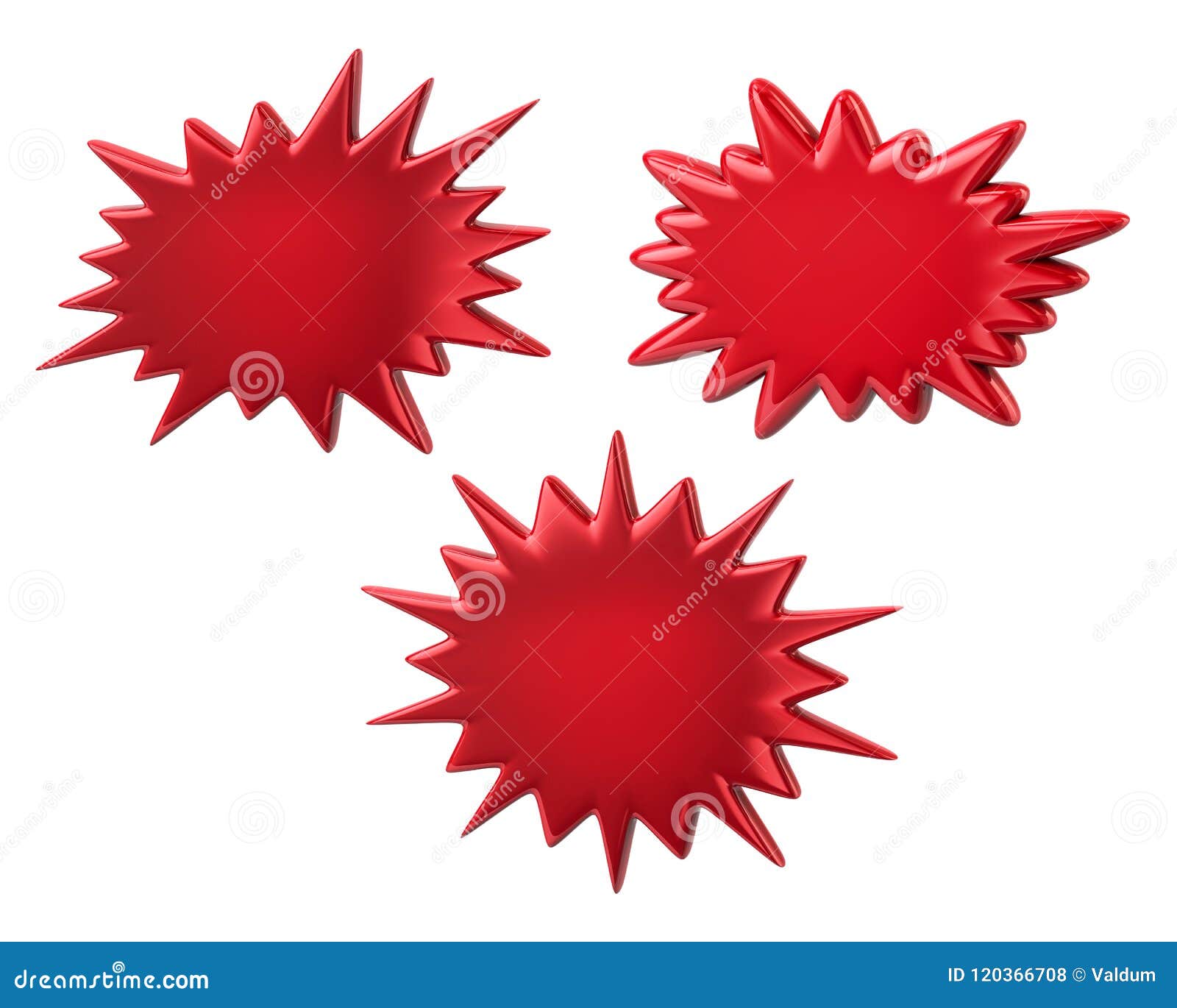Three Red Starburst Speech Bubbles 3d Illustration Stock Illustration ...