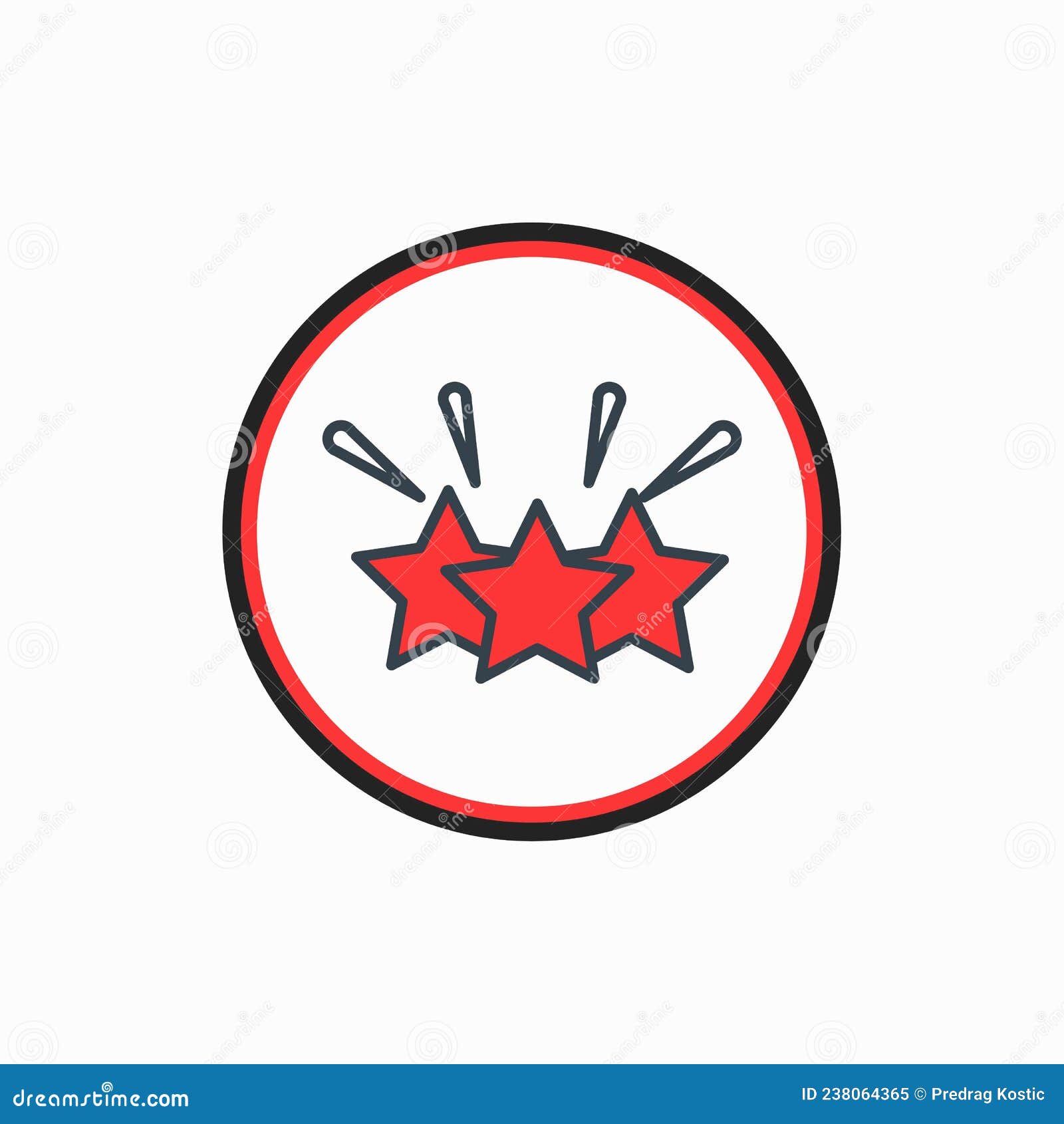 Three red stars stock illustration. Illustration of icon - 238064365