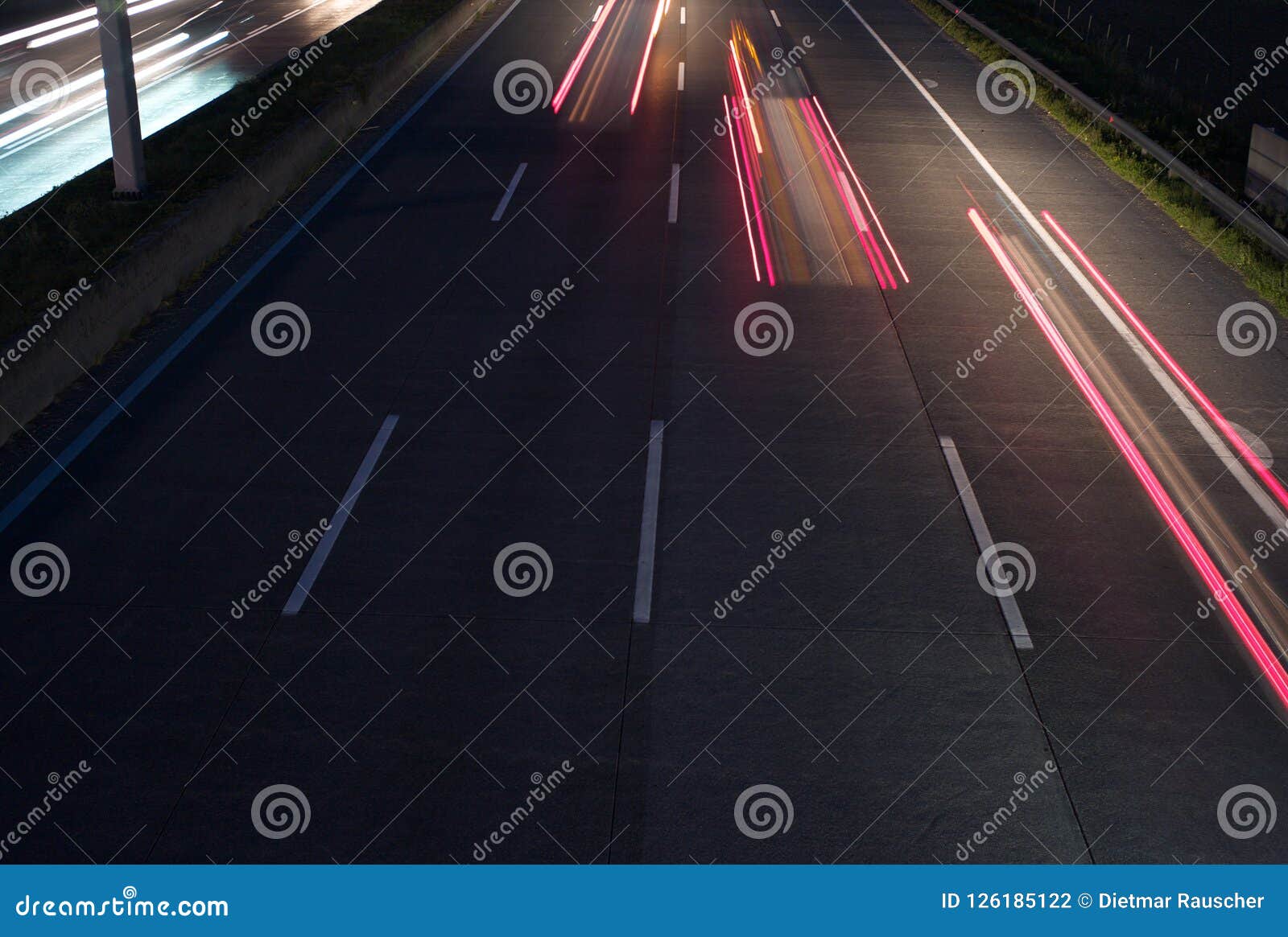 Three Red Taillights on the Freeway Stock Photo - Image of automobile ...