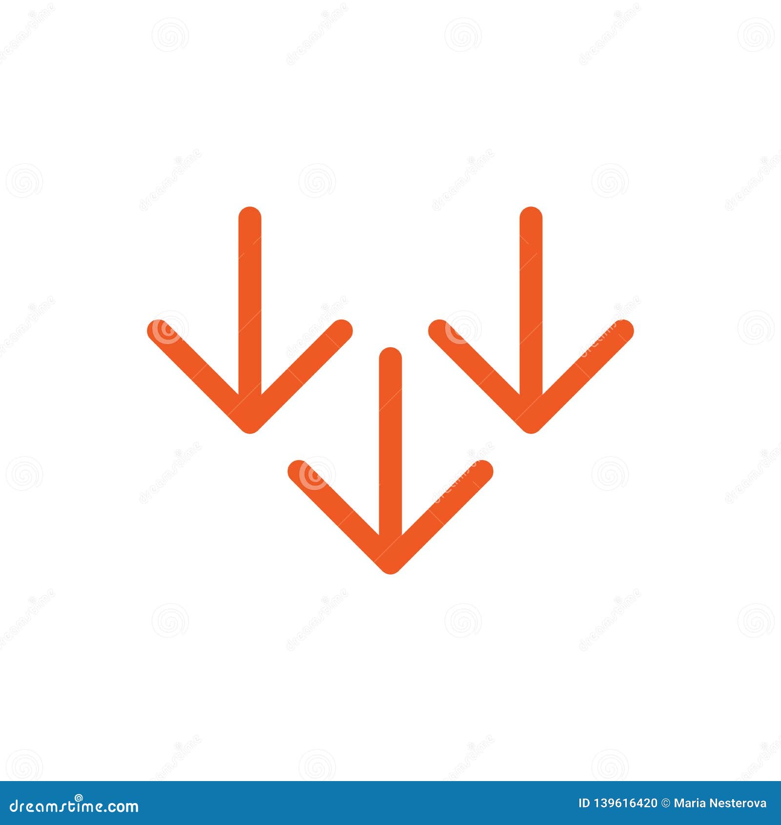 Three Red Thin Arrows Down Icon. Download Sign Stock Vector - Illustration of rounded, drop ...