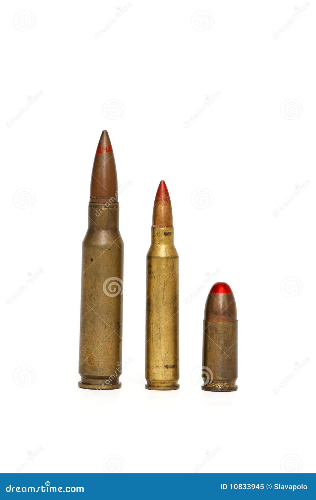 Three Red-tipped Tracer Cartridges Isolated Stock Image - Image of ...