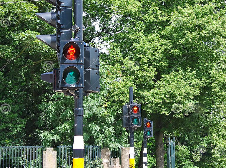 Three red traffic lights stock image. Image of line, indication - 26242089