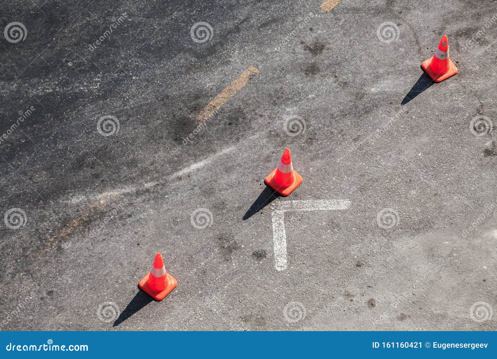 Three Red Warning Road Cones Stand in Line Stock Image - Image of ...