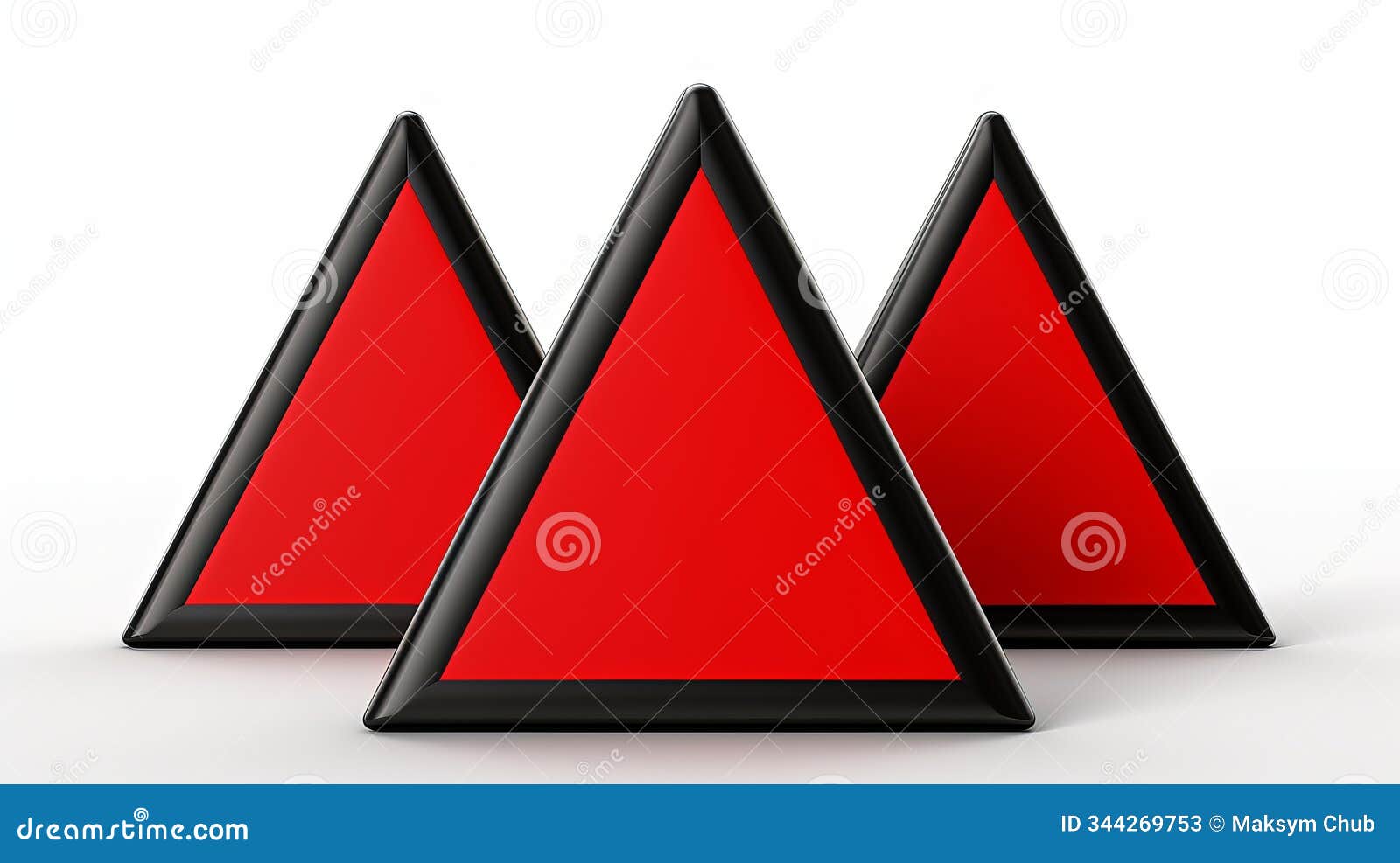 Three Red Warning Signs Arranged Together Highlighting Safety Measures ...