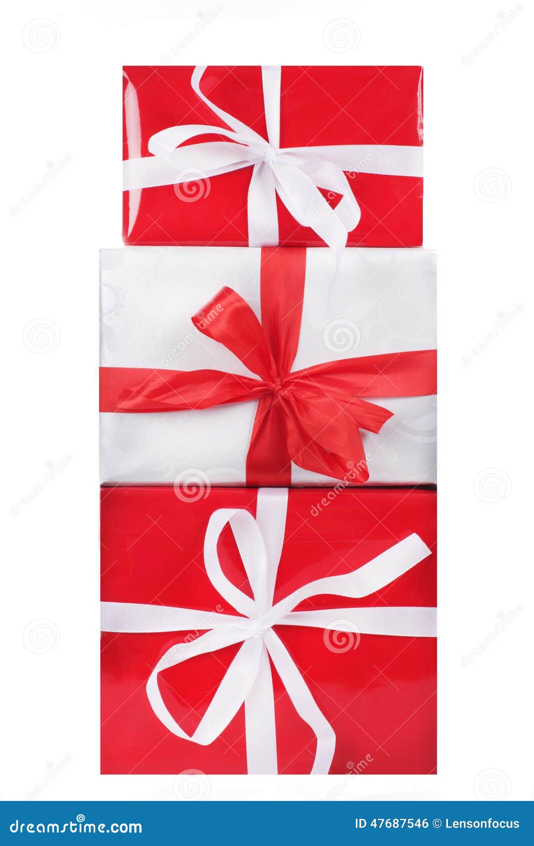 Three Red and White Gift Boxes Stock Photo - Image of christmas ...