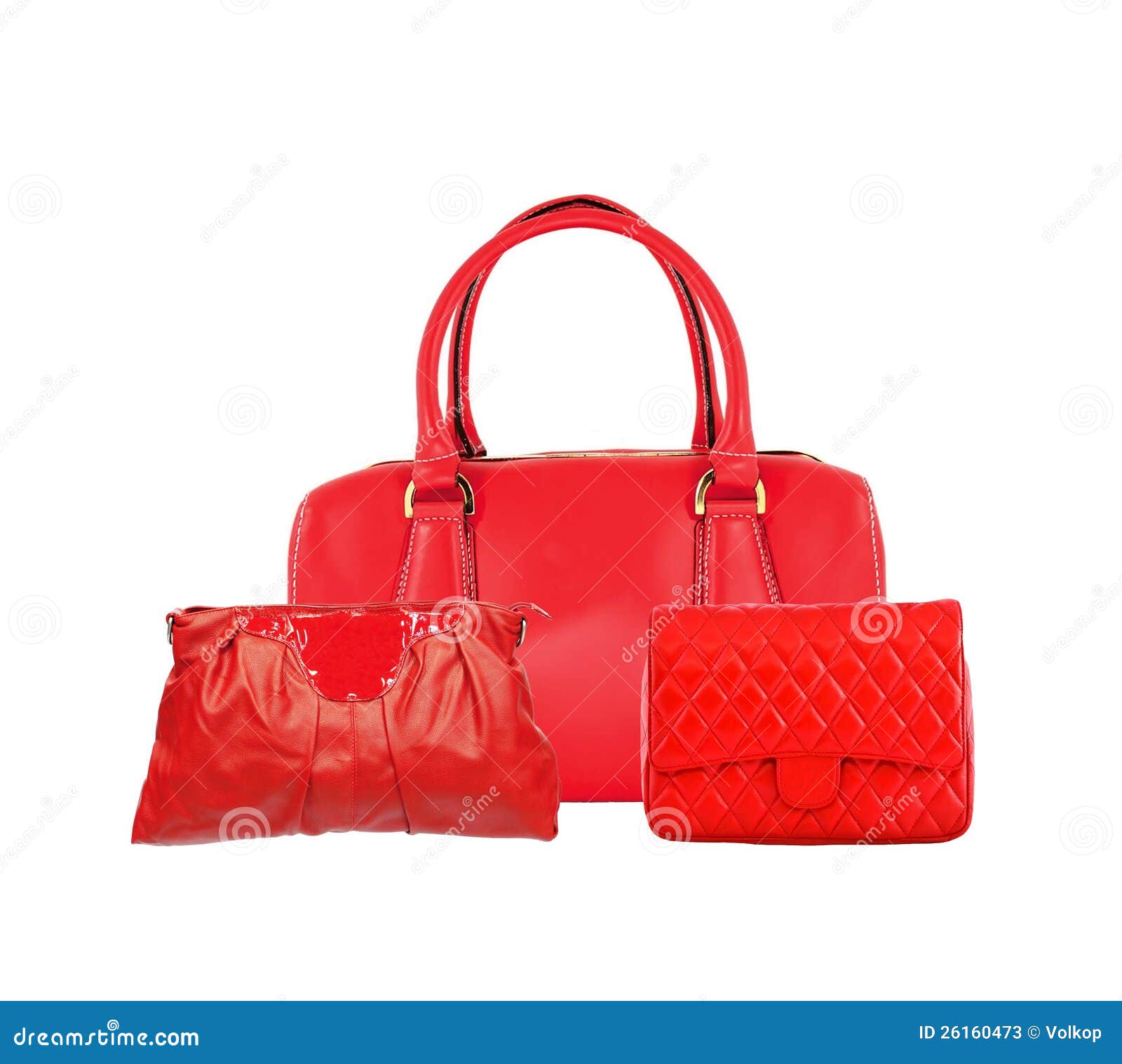 Three Red Women Bags Isolated Stock Image - Image of pouch, green: 26160473