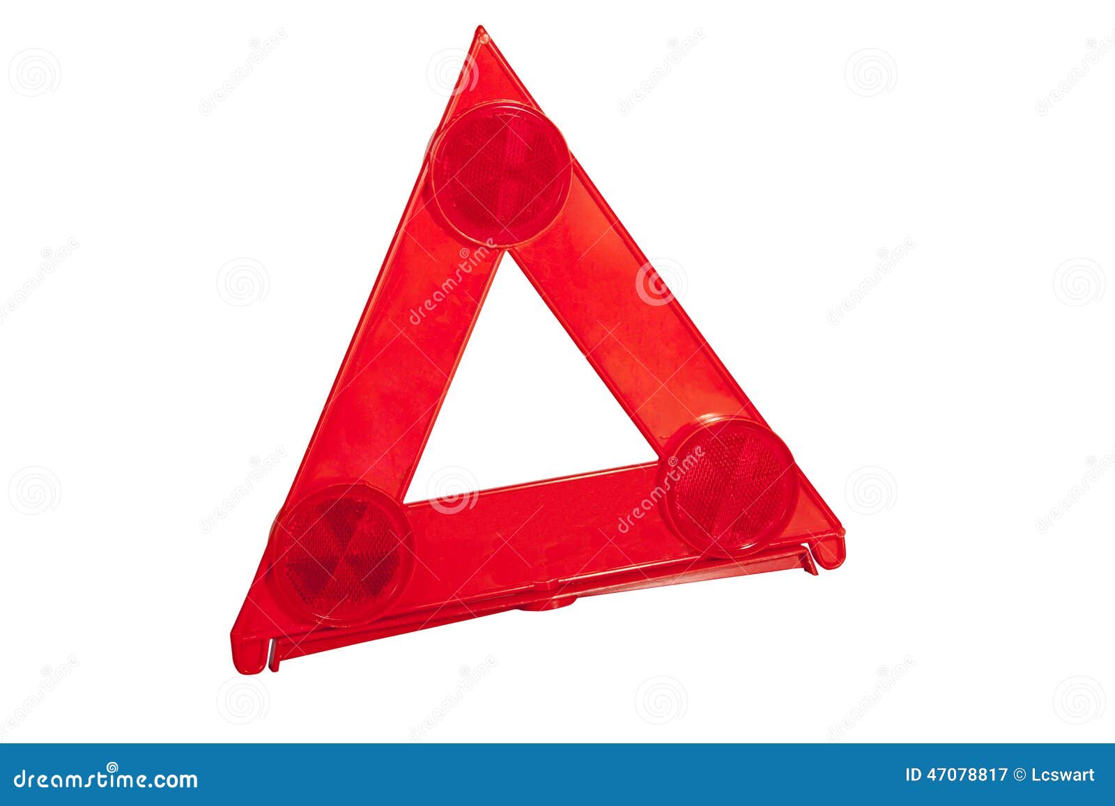 Three Reflectors on Bright Red Warning Triangle Stock Image - Image of ...