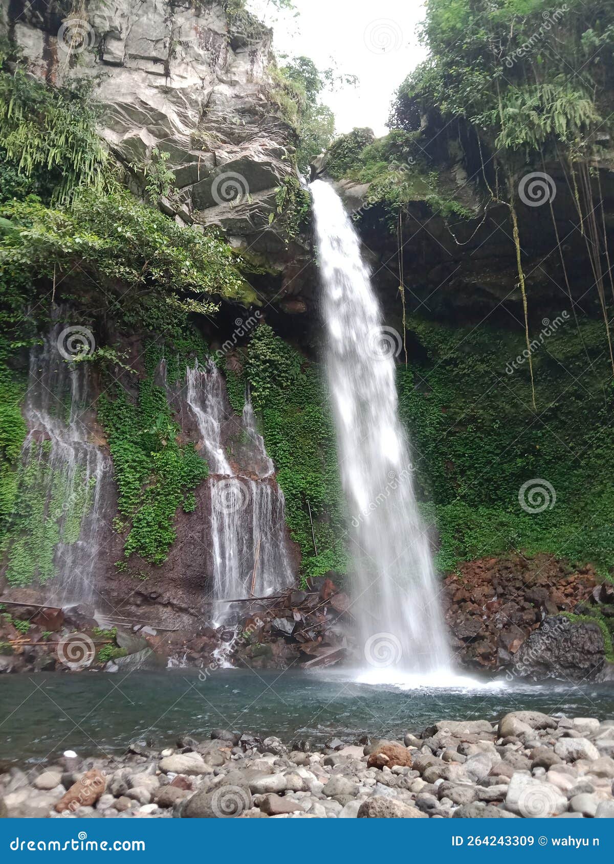 Three Refreshing Waterfalls on the Mountain Stock Image - Image of ...