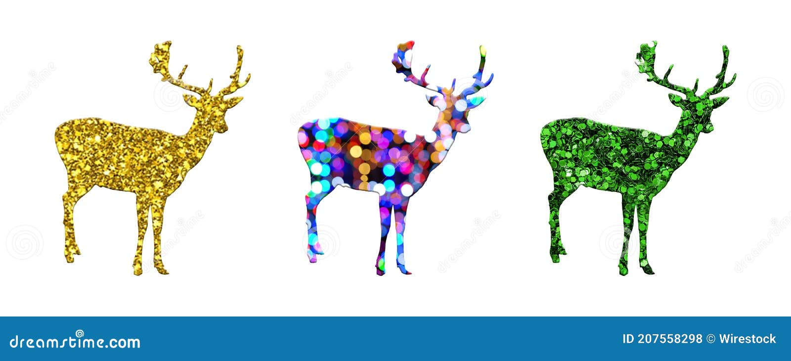 Three Reindeer with Different Patterns Isolated on a White Background ...