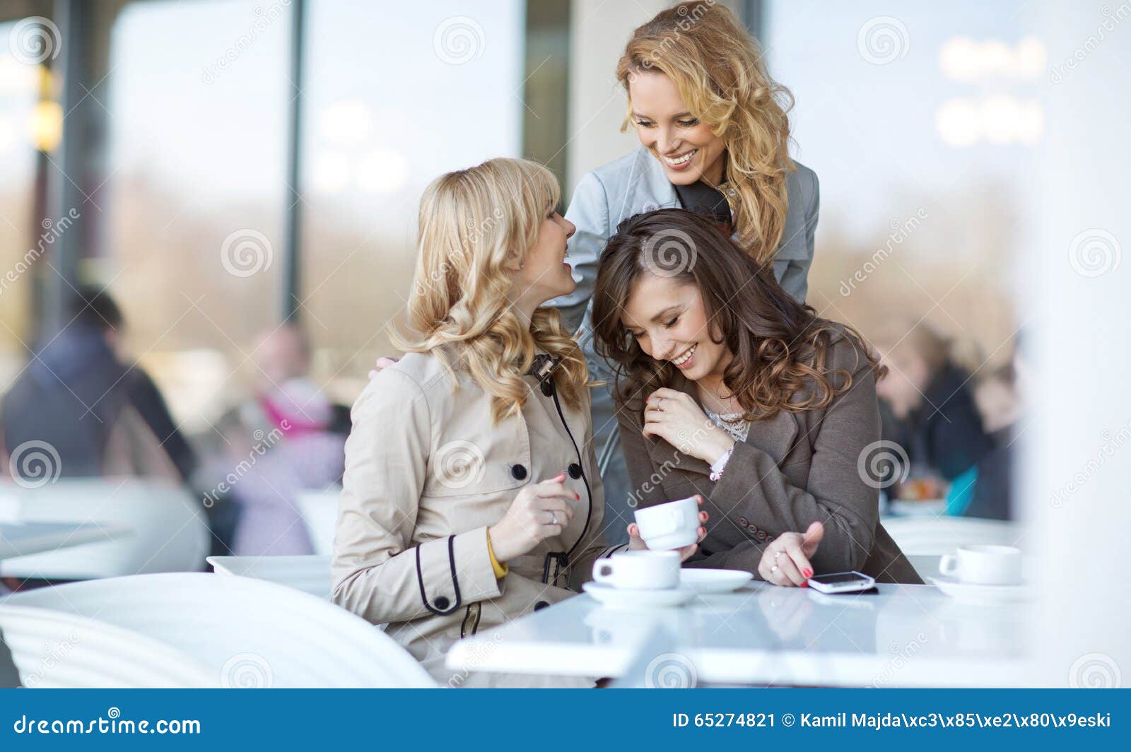 Three Relaxed Women at the Coffee Break Stock Image - Image of dessert ...