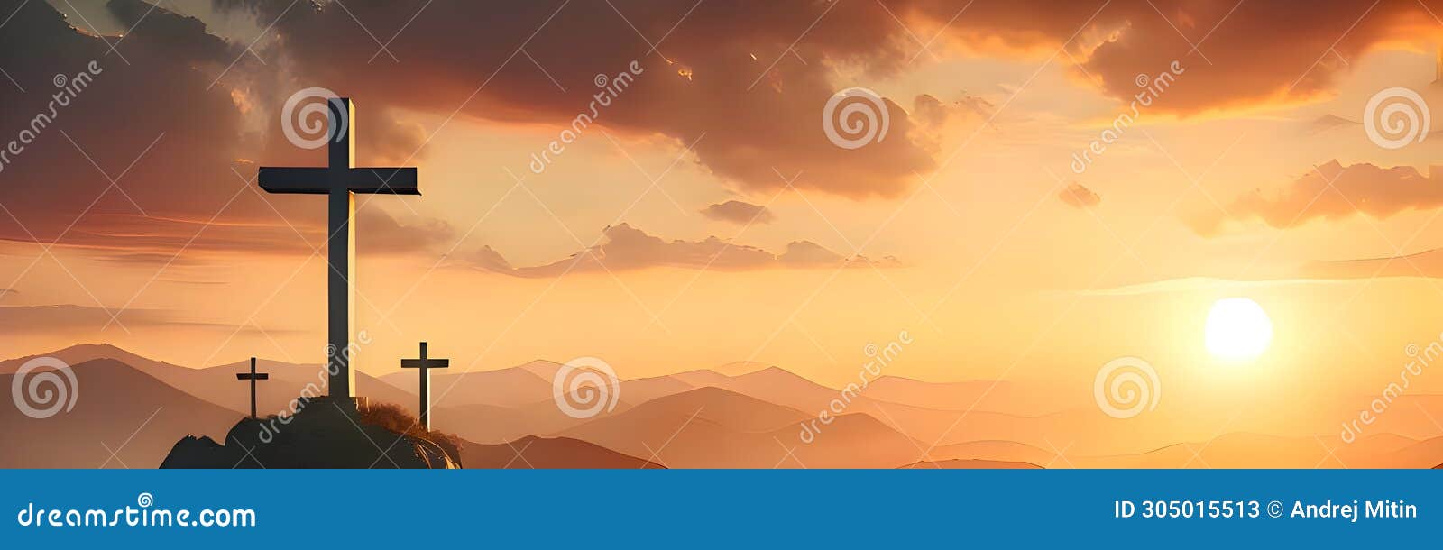 Three Religious Crosses During Abstract Sunset On Jerusalem Hill ...