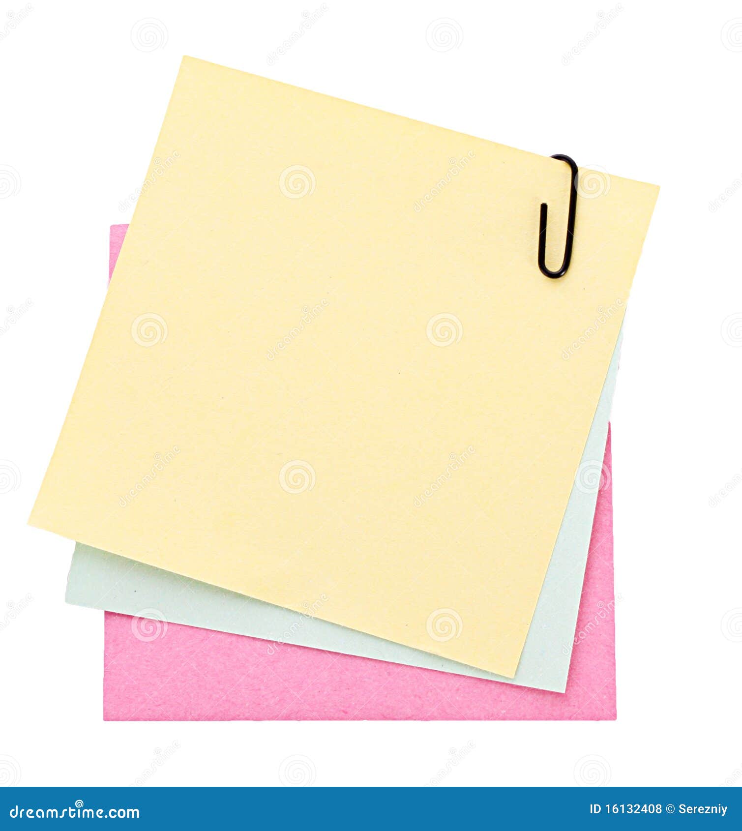 Three Reminder Notes with Clip Isolated Stock Photo - Image of pink ...
