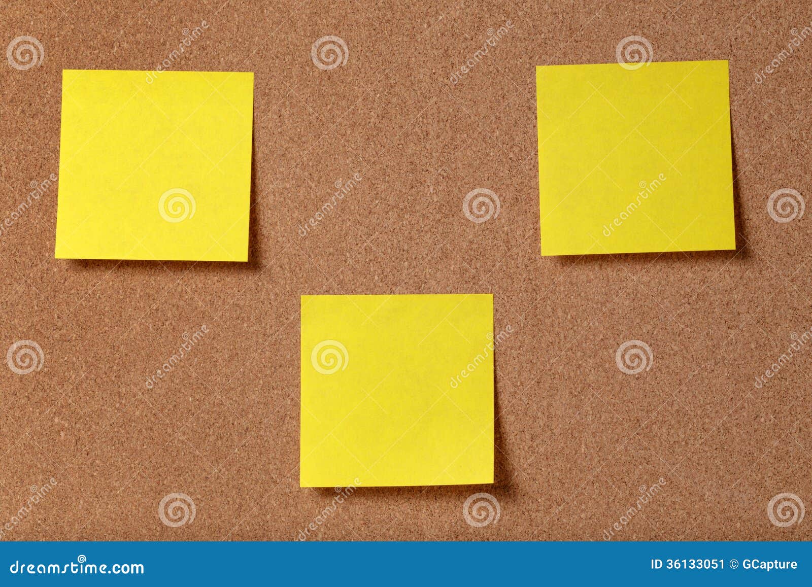 Three Reminder Sticky Notes on Cork Board Stock Image - Image of ...