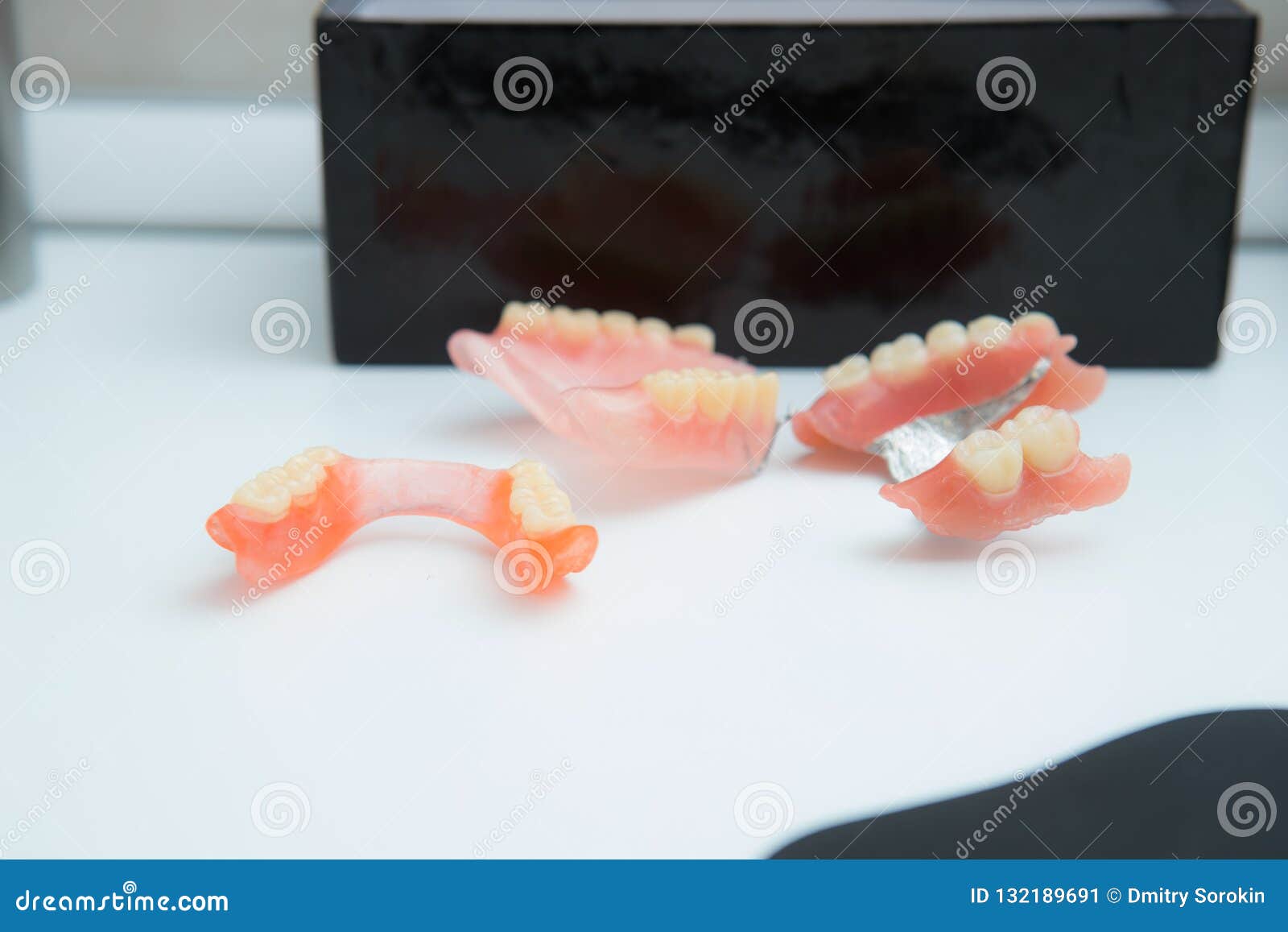 Removable Metal Partial Denture on a White Table Stock Image - Image of ...
