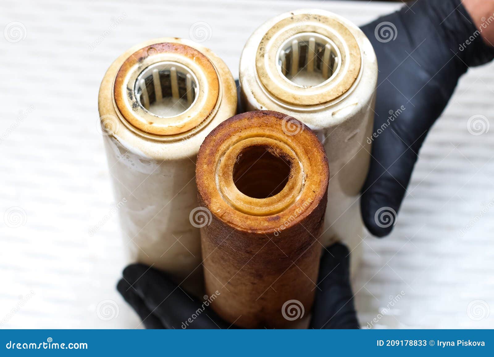 Three Replaceable Used Water Filters. Replaceable Dirty Filters For ...