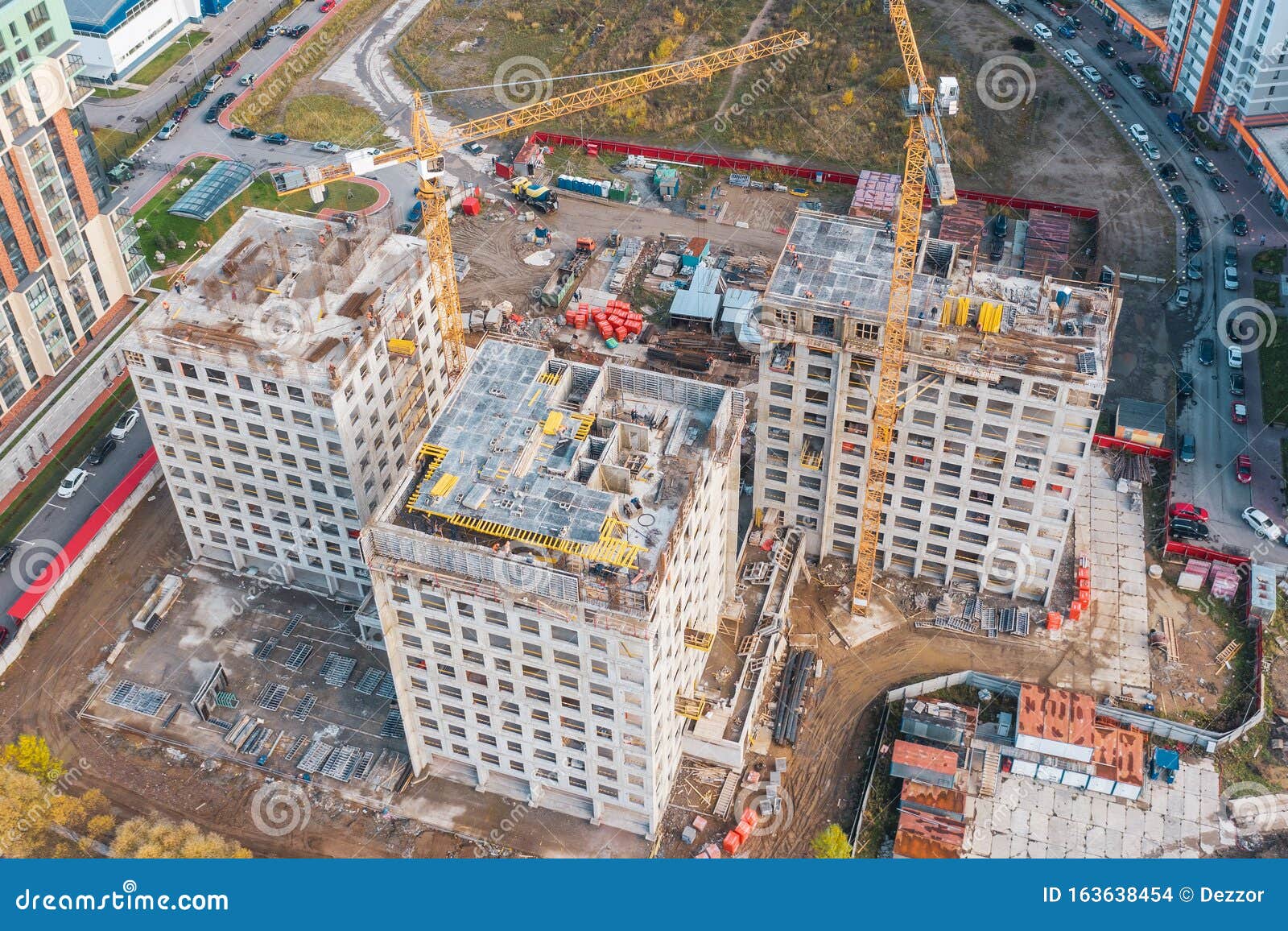 Three Residential Buildings Under Construction in a Residential Area of ...