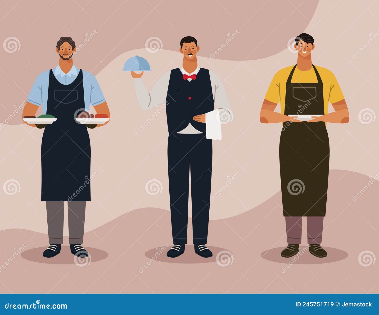 Restaurant Workers Cartoon Characters. People Work In Restaurant ...