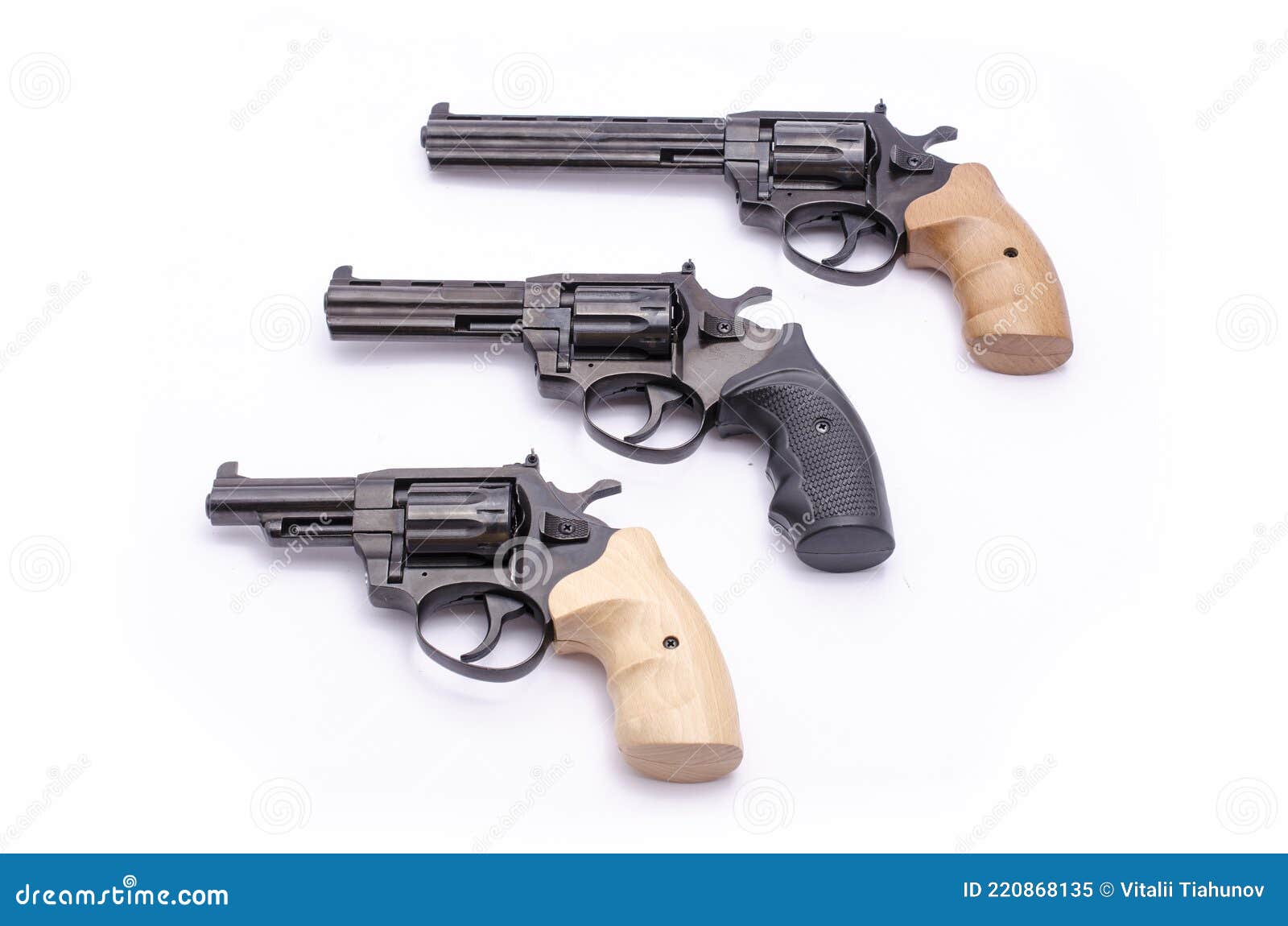 Three Revolvers with Gun Drums Isolated on White Stock Image - Image of ...