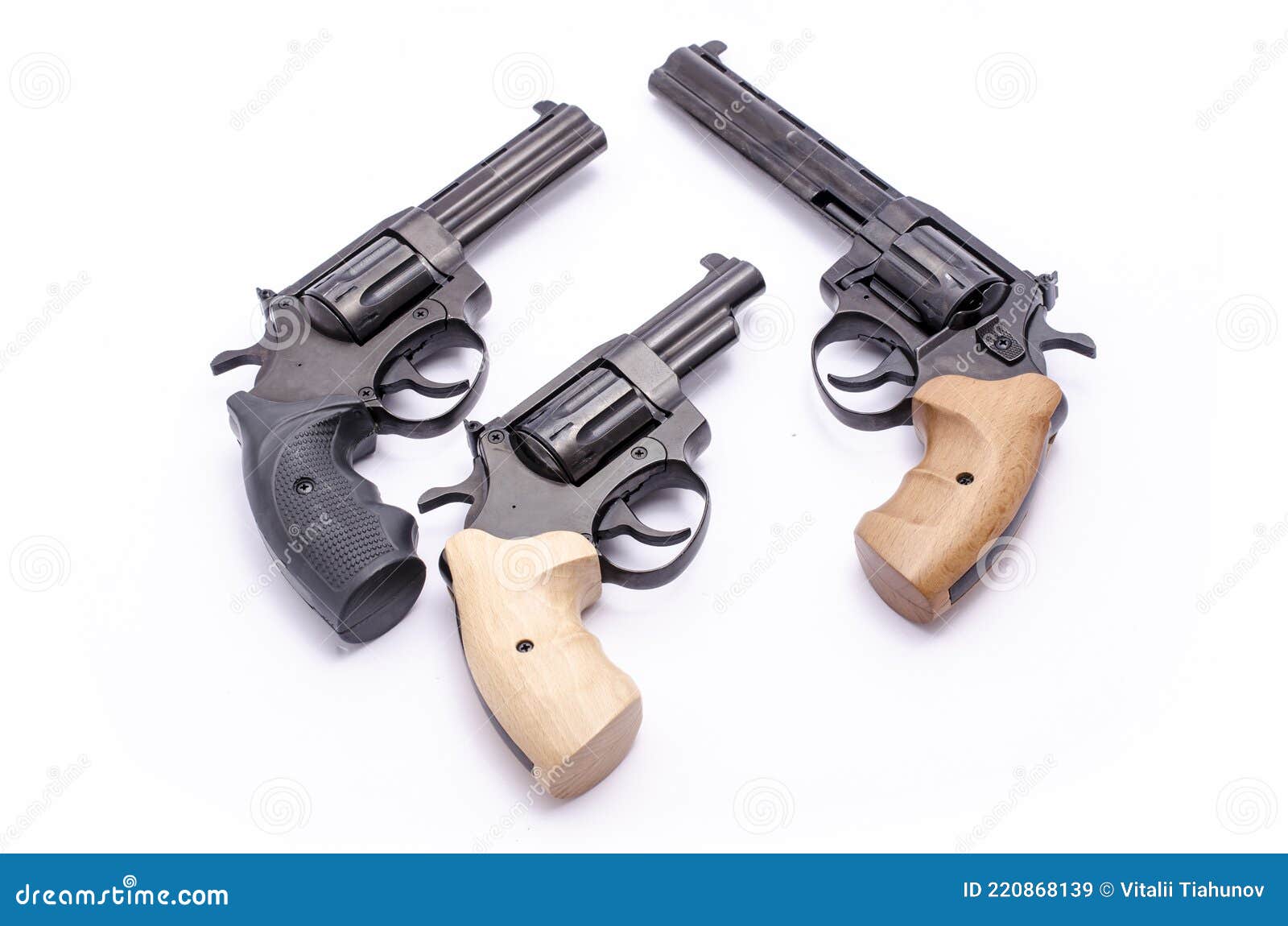 Three Revolvers with Gun Drums Isolated on White Stock Image - Image of ...