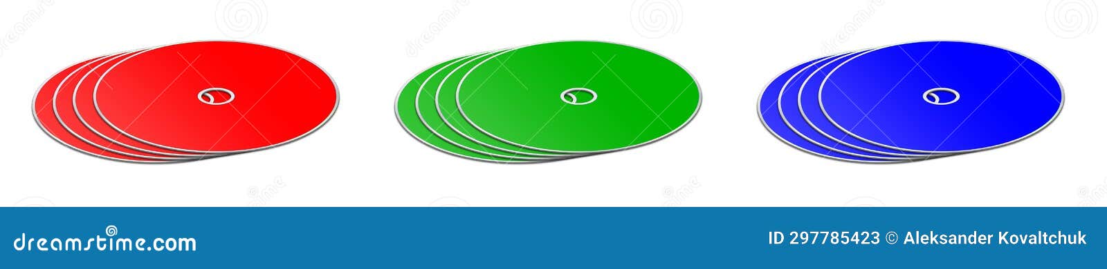 Three RGB CD or DVD Blank Template Red, Green and Blue for Presentation ...