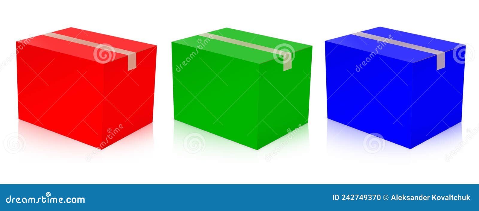 Three RGB Shipping Box Blank Template Red, Green and Blue for ...