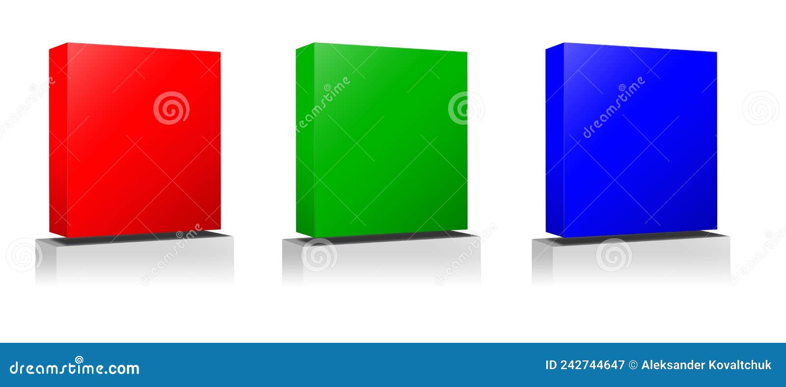 Three RGB Software Boxes Blank Template Red, Green and Blue for ...